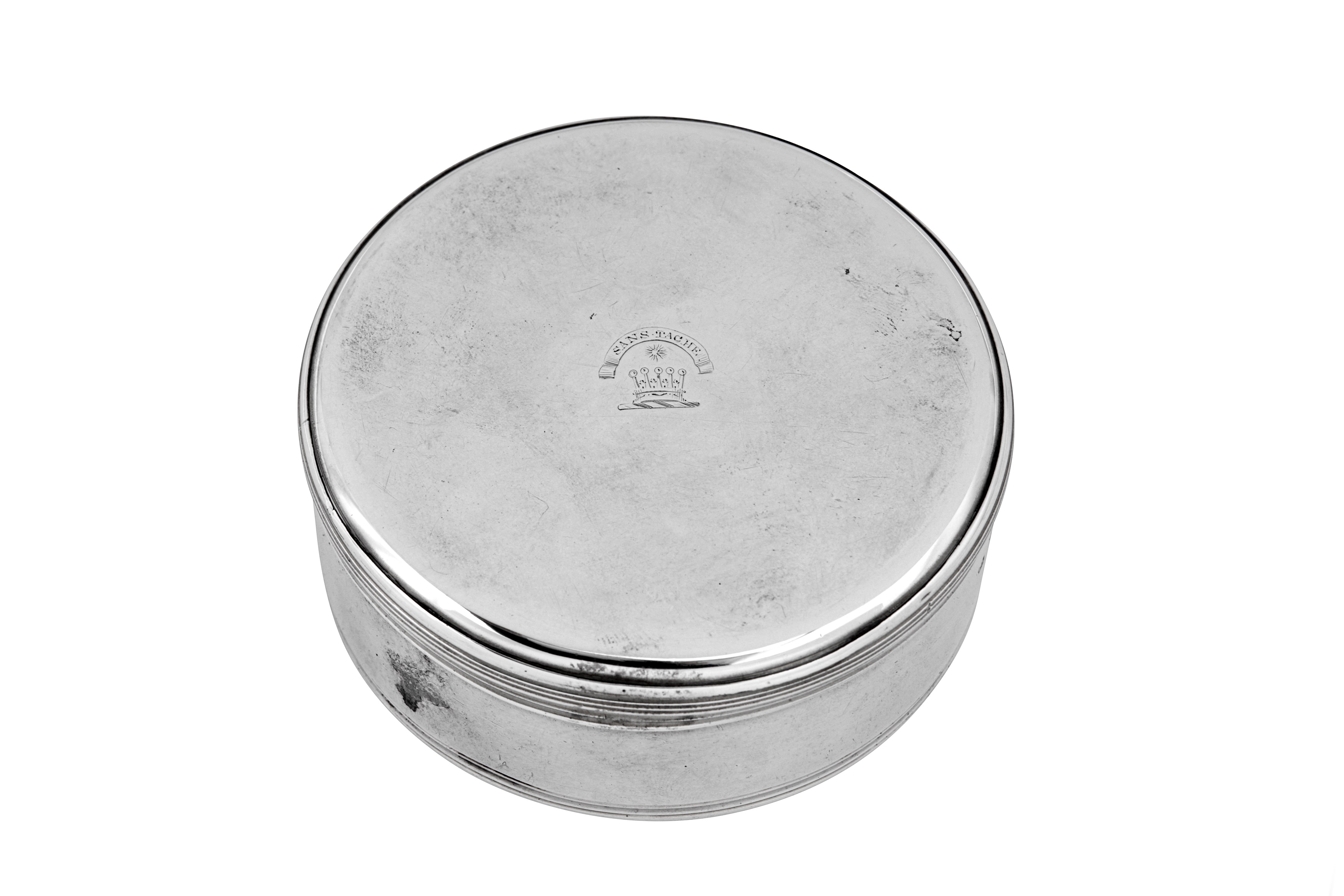 Lot 17 - Three George III sterling silver toilet boxes,