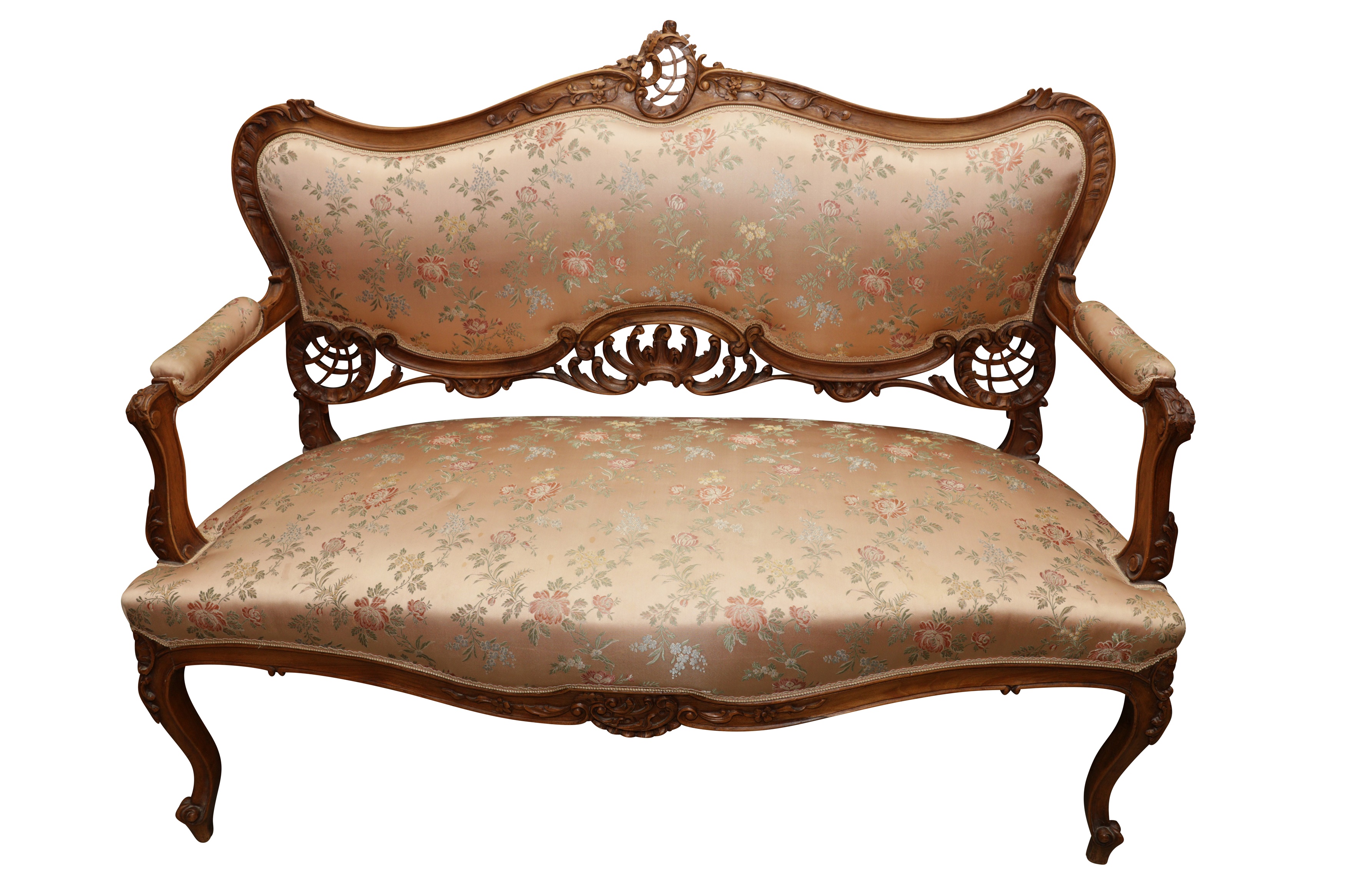 Lot 244 - A FRENCH ROCOCO REVIVAL WALNUT SALON SUITE,