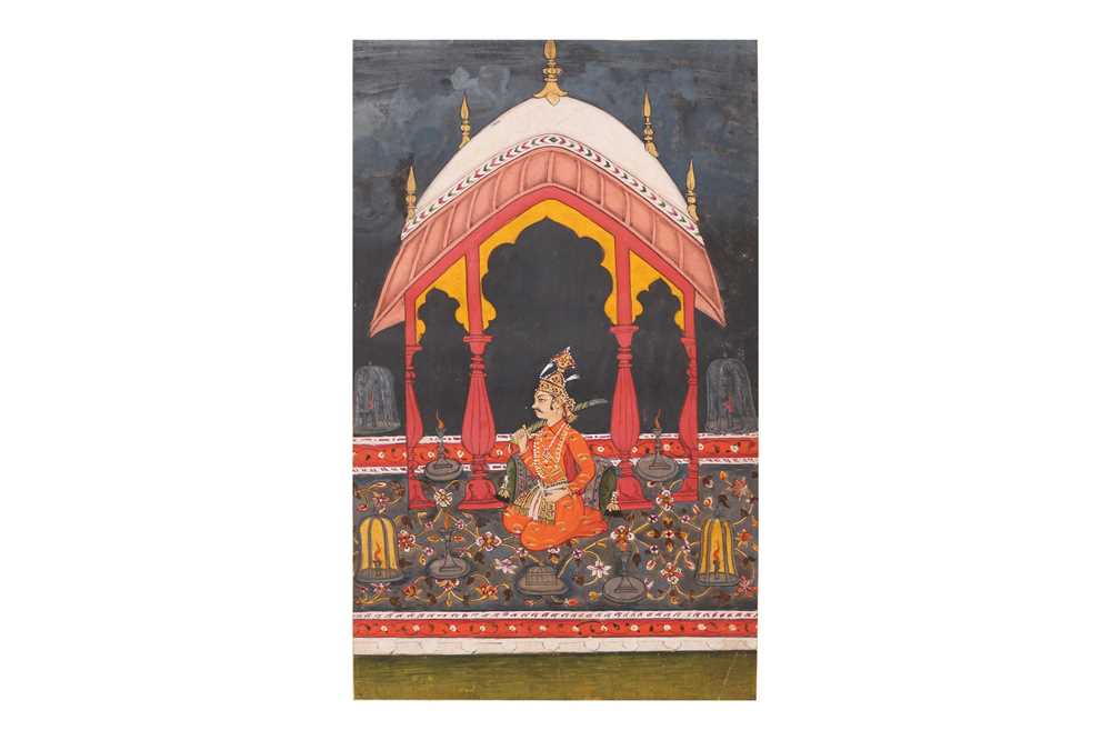 Lot 599 - A NIGHT SCENE: A VAISHNAVA RAJPUT PRINCE