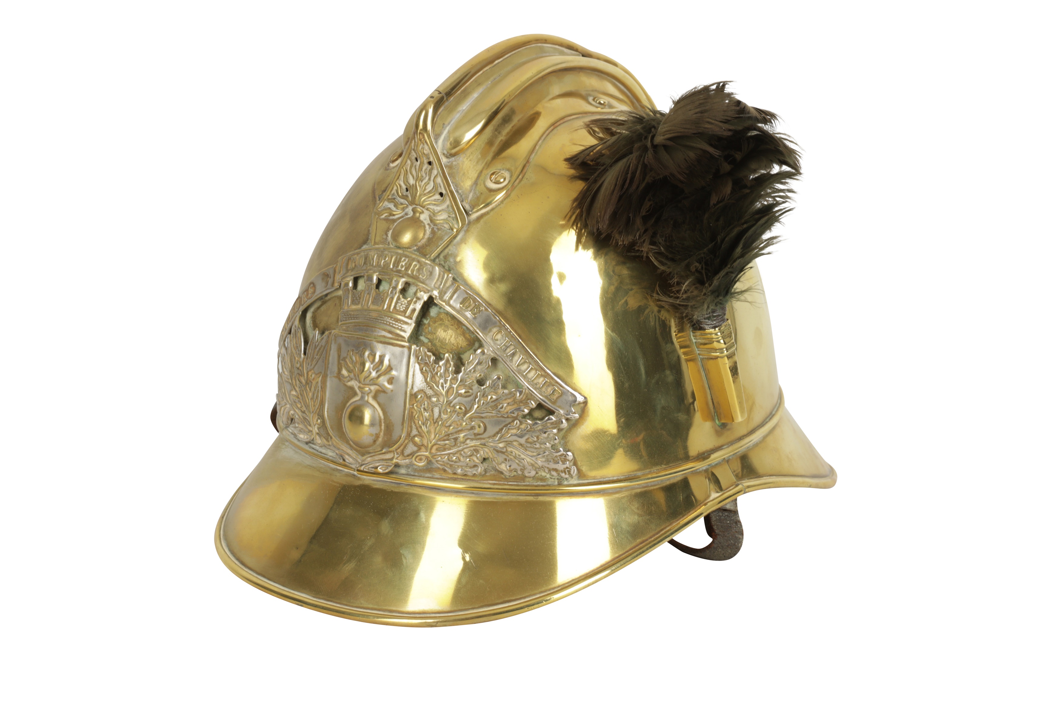Lot 409 - A FRENCH BRASS FIREMAN'S HELMET, LATE 19TH