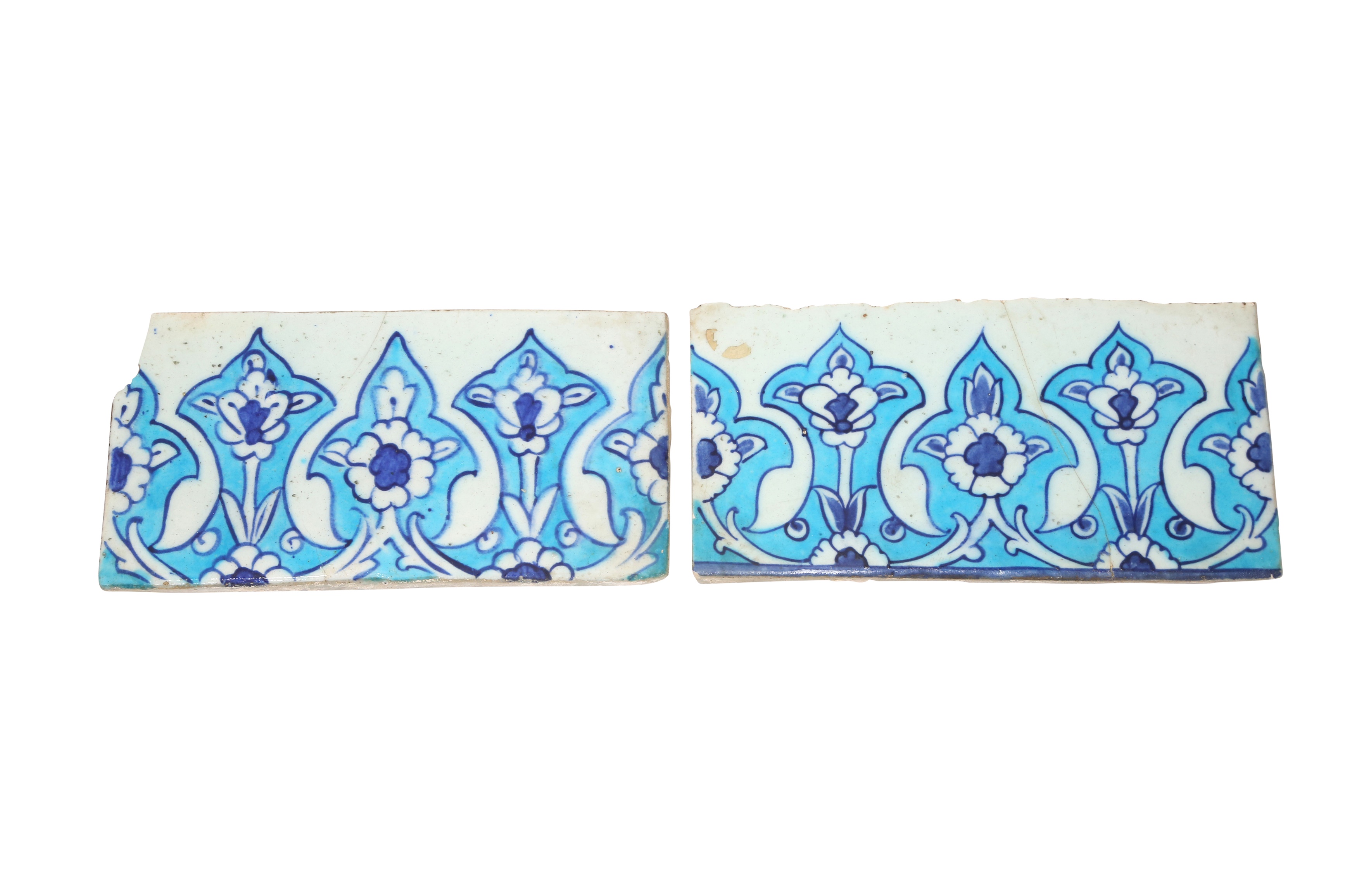 Lot 330 - TWO COBALT BLUE AND TURQUOISE POTTERY BORDER
