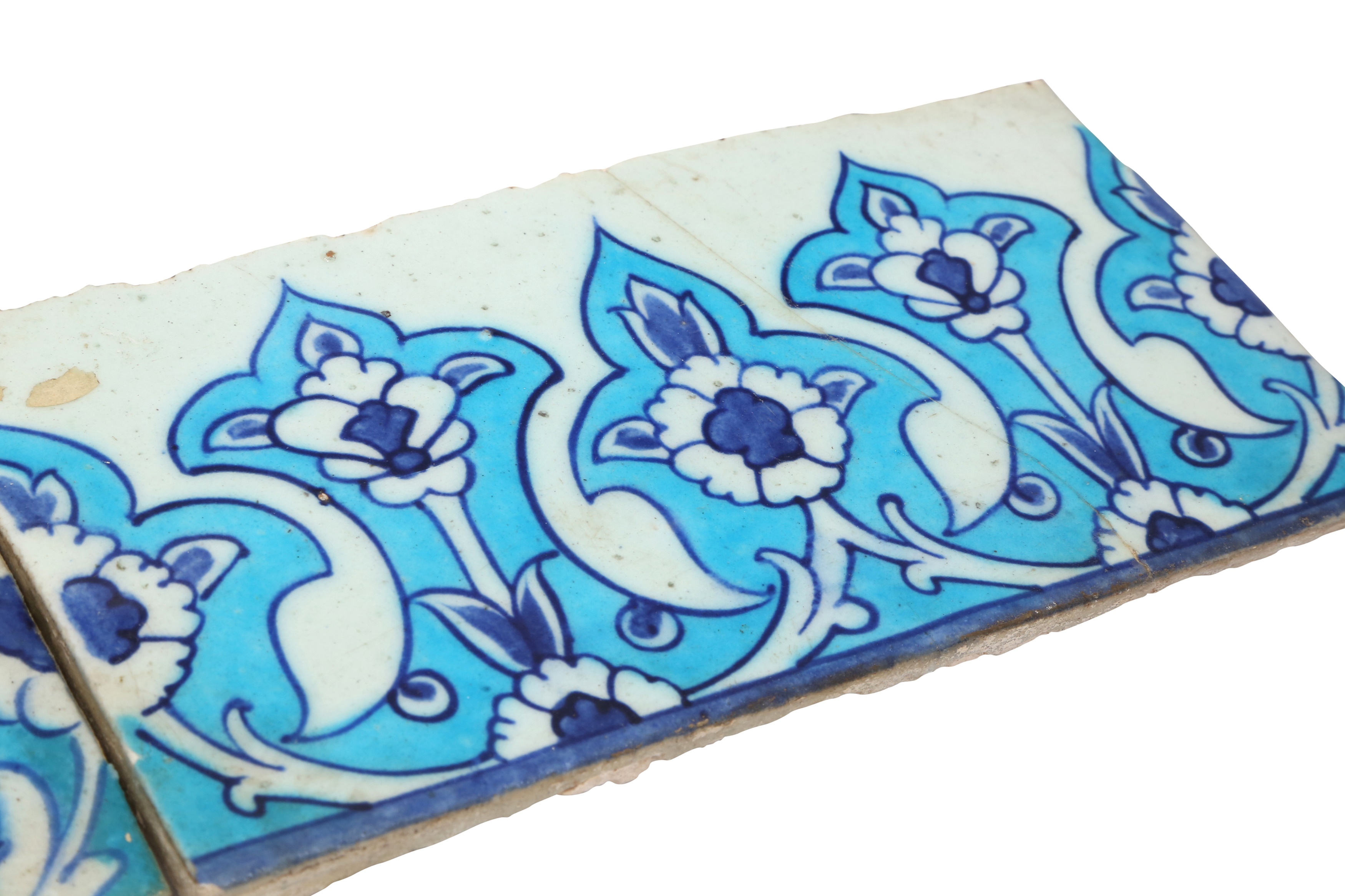 Lot 330 - TWO COBALT BLUE AND TURQUOISE POTTERY BORDER