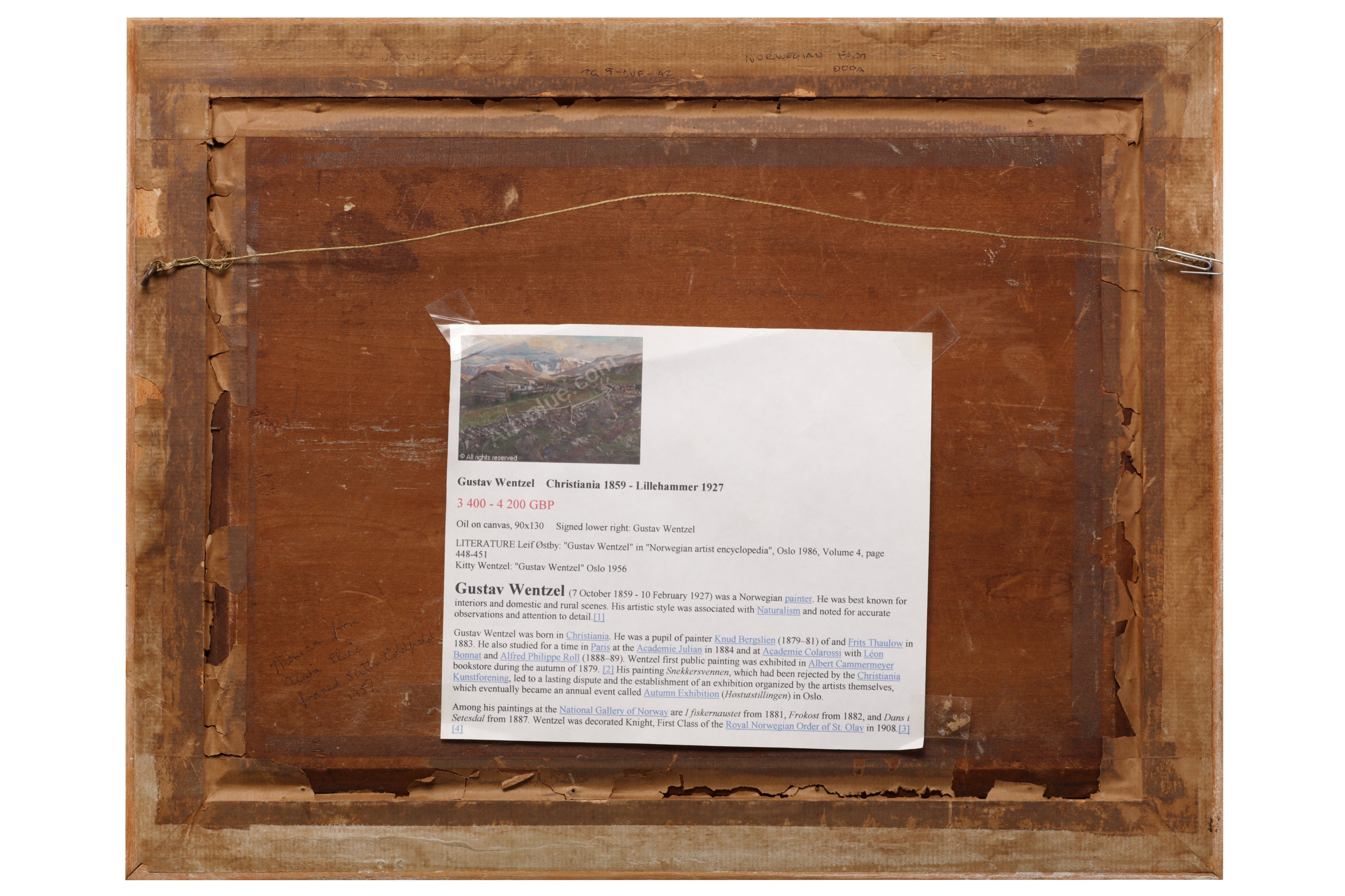 Lot 142 - ATTRIBUTED TO NILS GUSTAV WENTZEL