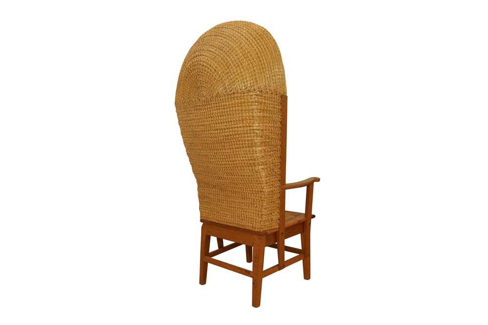 Lot 30 - A HOODED ORKNEY OAK CHAIR, BY REYNOLD EUNSON