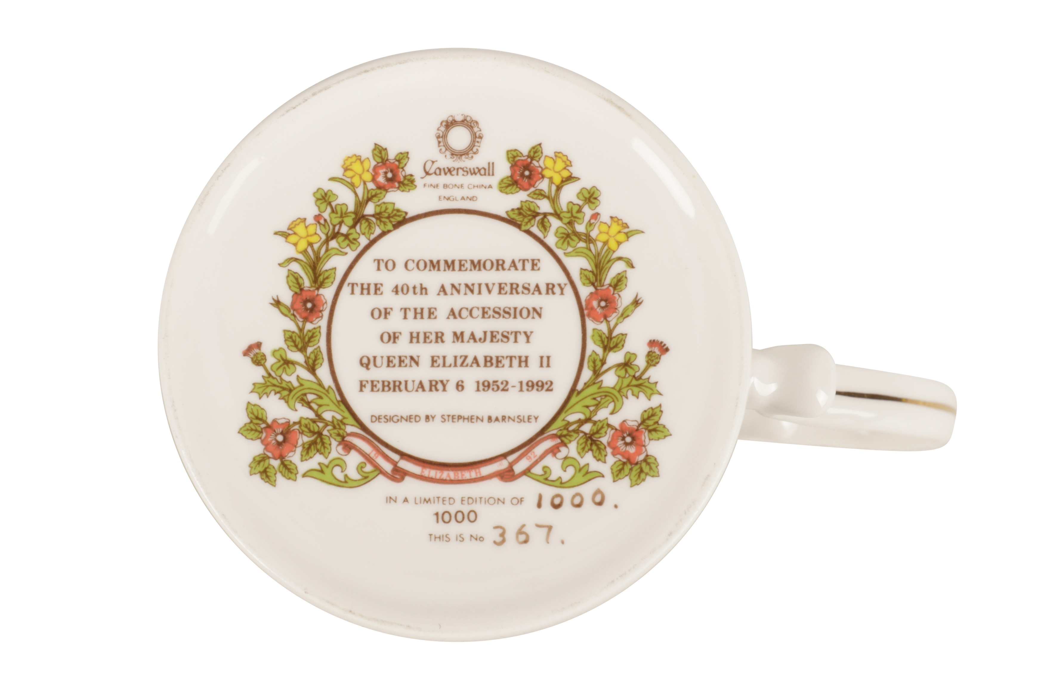 Lot 98 - CAVERSWALL CHINA BEAKER AND PLATE MARKING THE