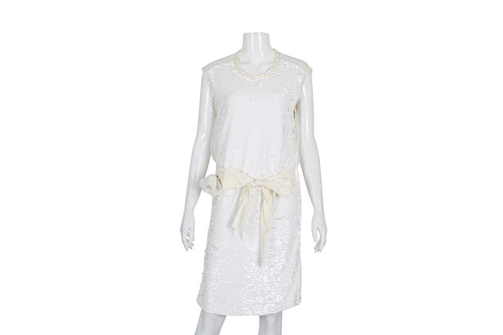 Lot 381 - Lanvin Cream Sequin Embellished Sleeveless