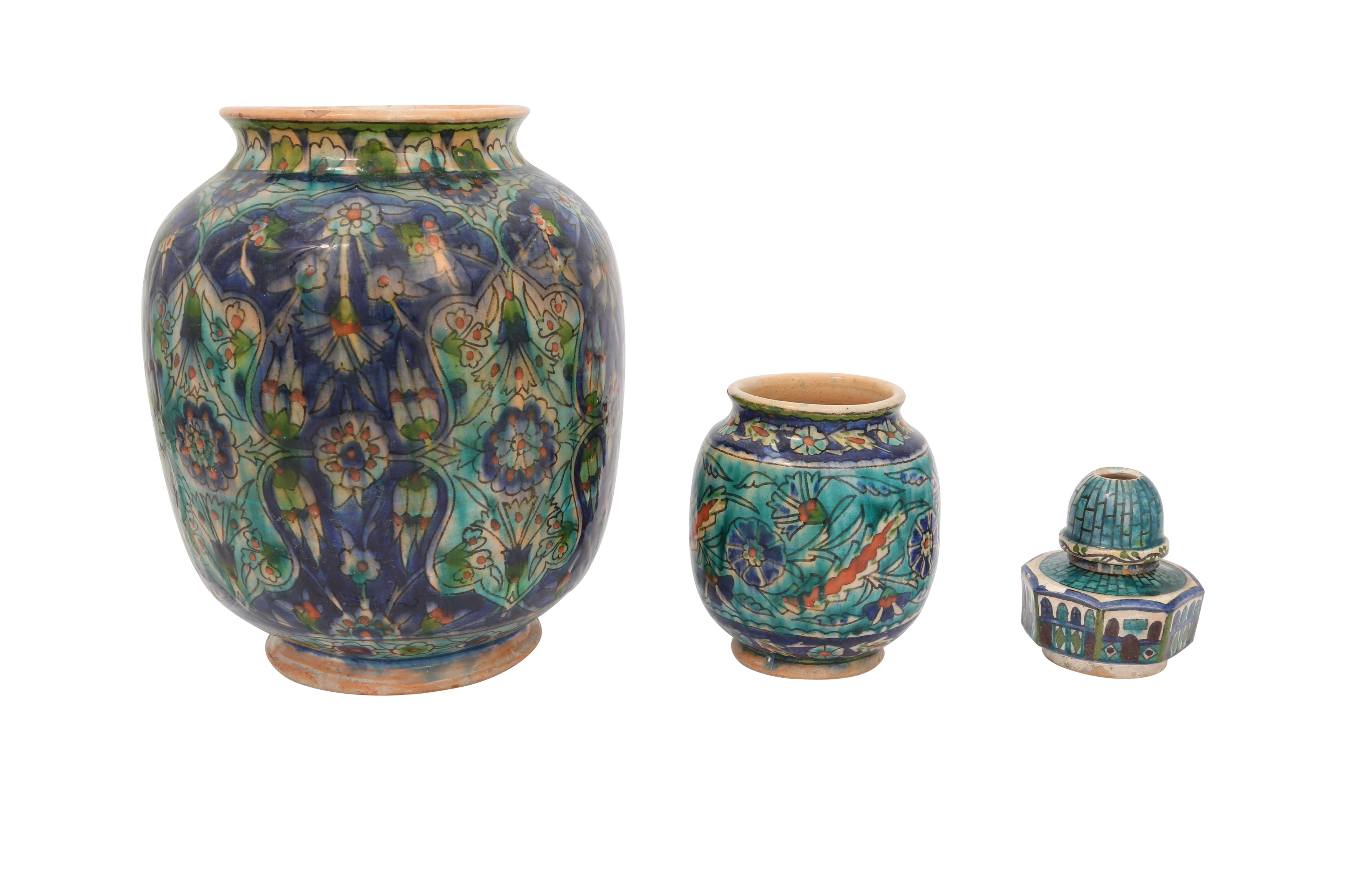 Lot 766 - TWO PALESTINIAN POTTERY VASES AND A