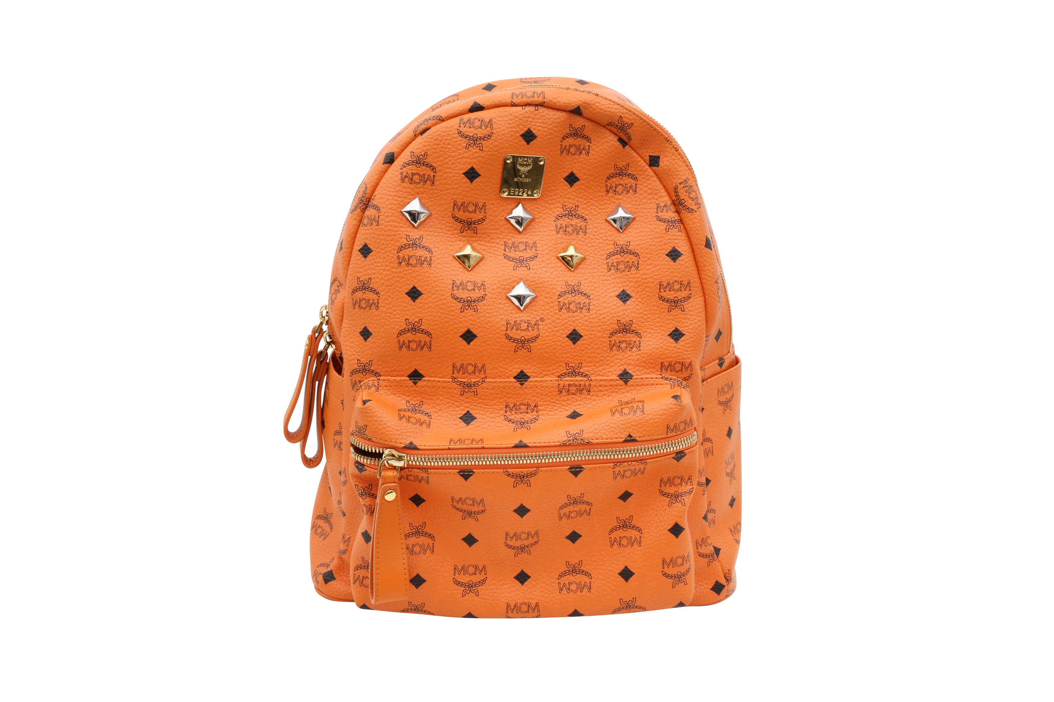 Lot 16 - MCM Orange Stark Studded Large Backpack