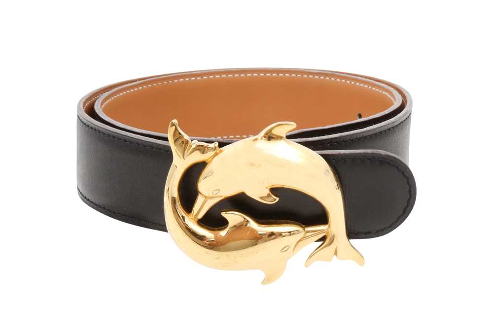 Lot 336 - Hermes Black Swift Dolphin Buckle Belt