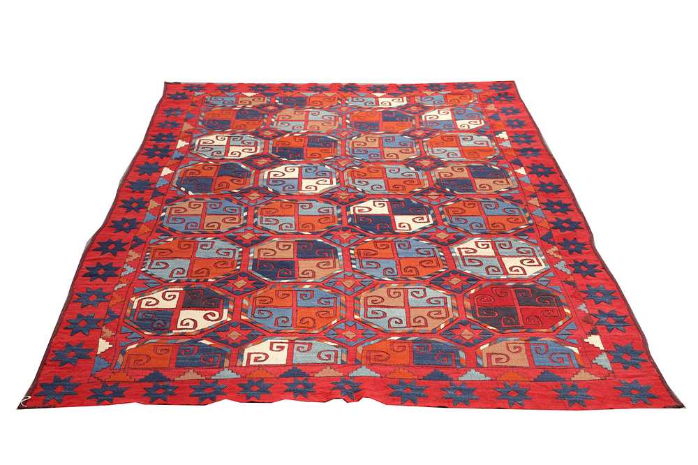 Lot 73 - A FINE UZBEKISTAN EMBROIDERED KILIM