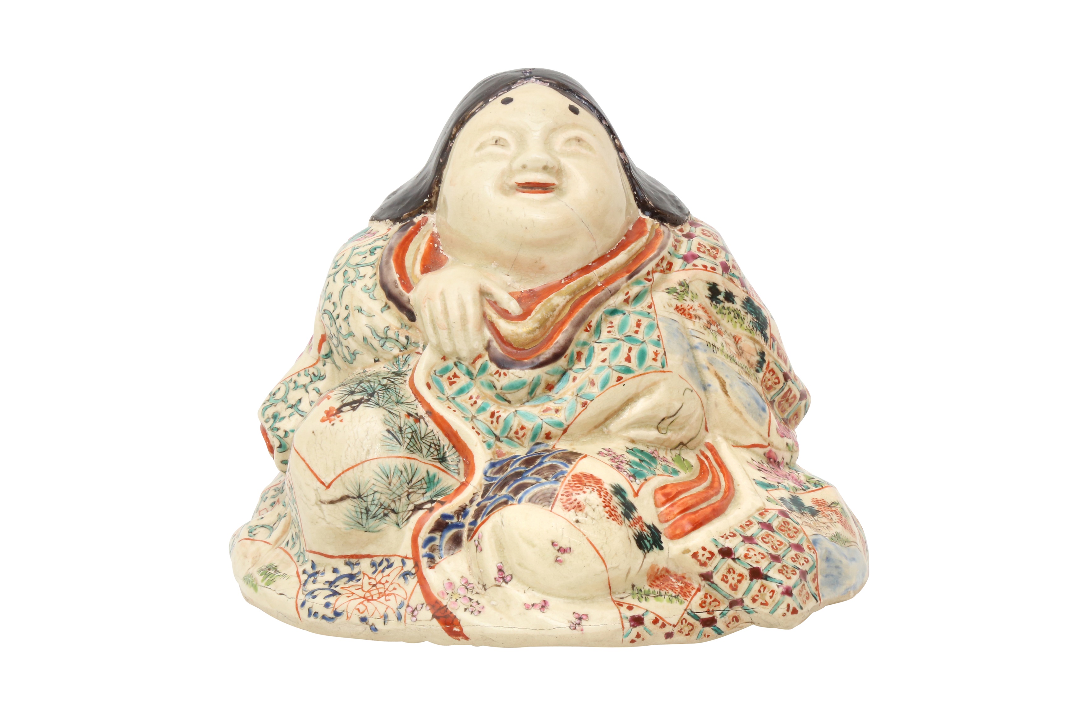 Lot 258 - A JAPANESE SATSUMA FIGURE OF OKAME