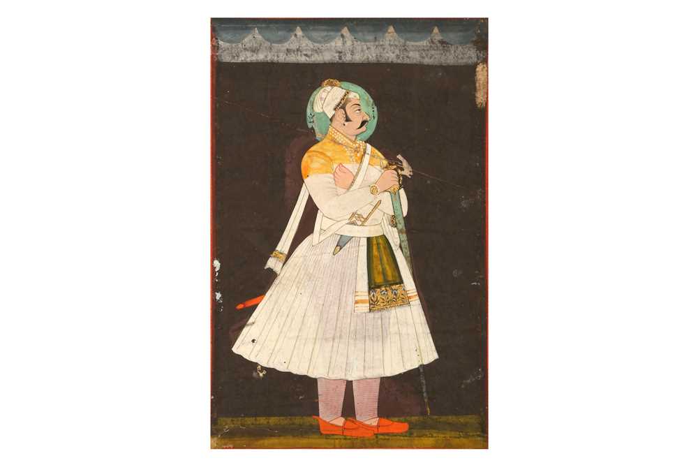 Lot 319 - TWO STANDING PORTRAITS OF RAJPUT MAHARAJAS