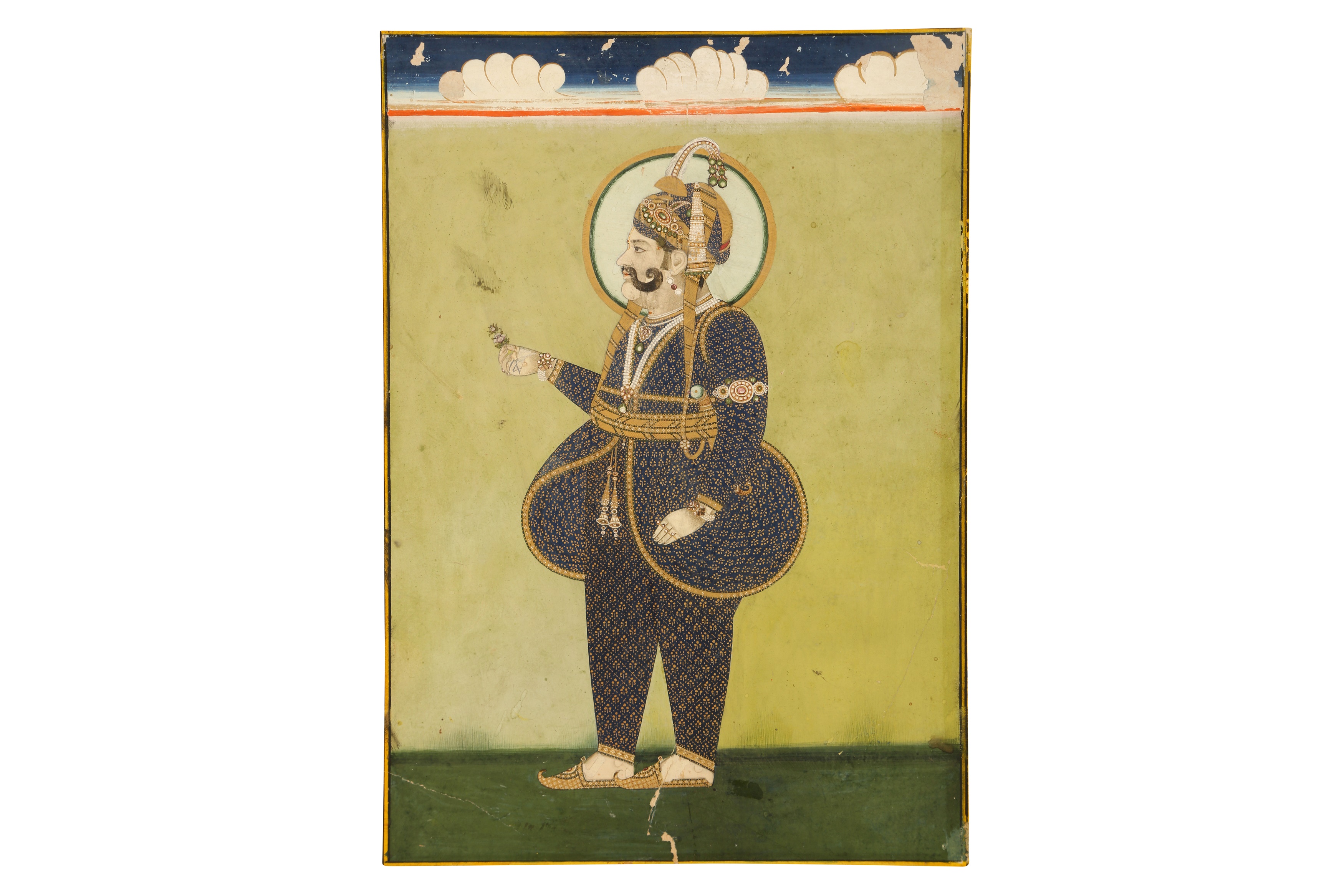 Lot 329 - THREE STANDING PORTRAITS OF RAJPUT MAHARAJAS