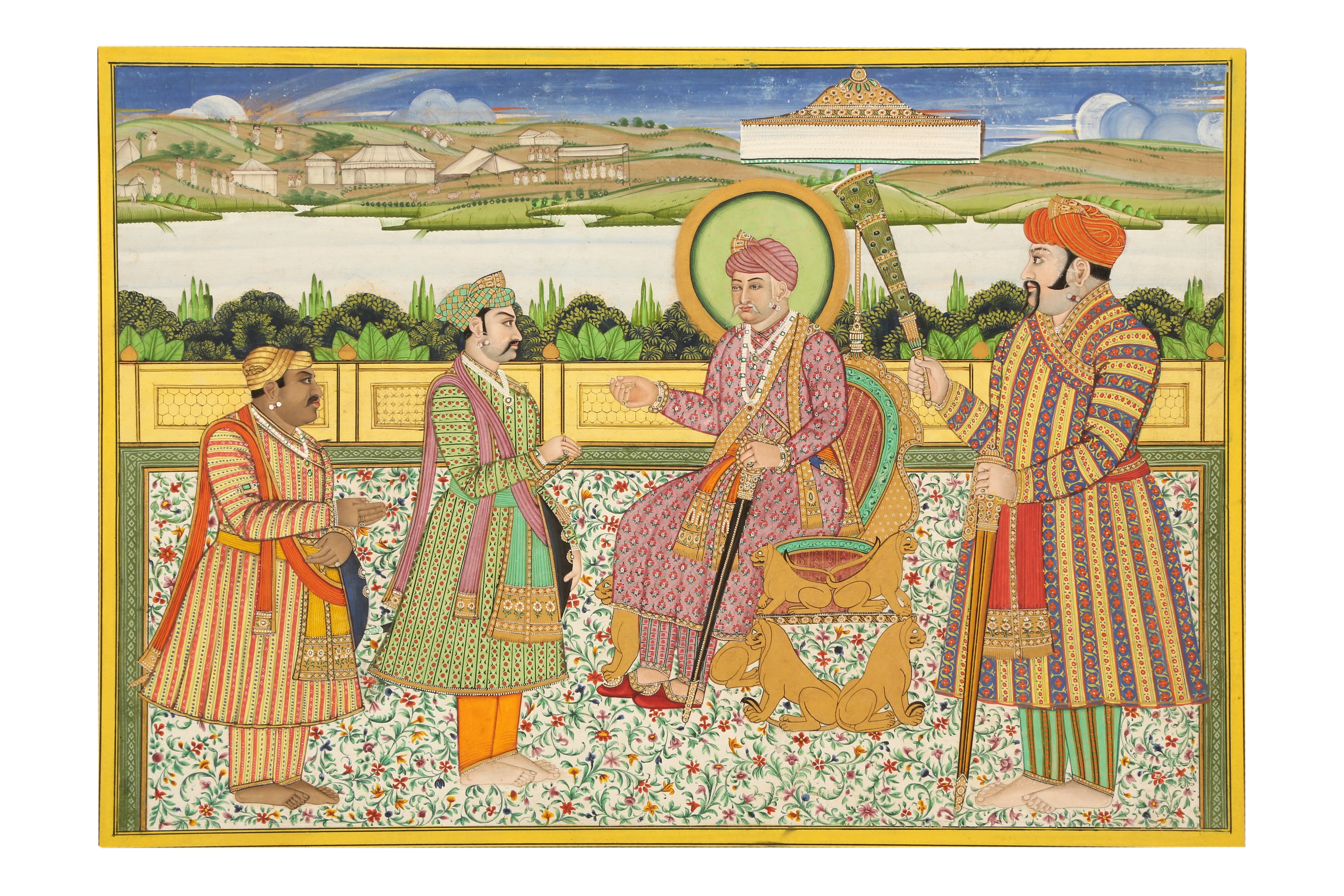 Lot 324 - THE MUGHAL EMPEROR AKBAR GREETING HIS