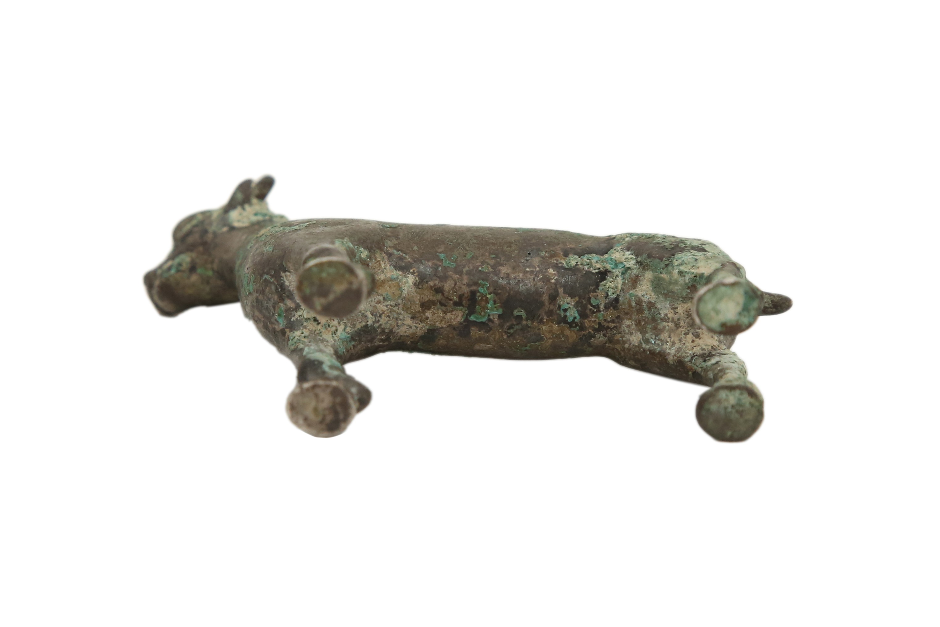 Lot 550 - AN EARLY ISLAMIC BRONZE MINIATURE FIGURINE