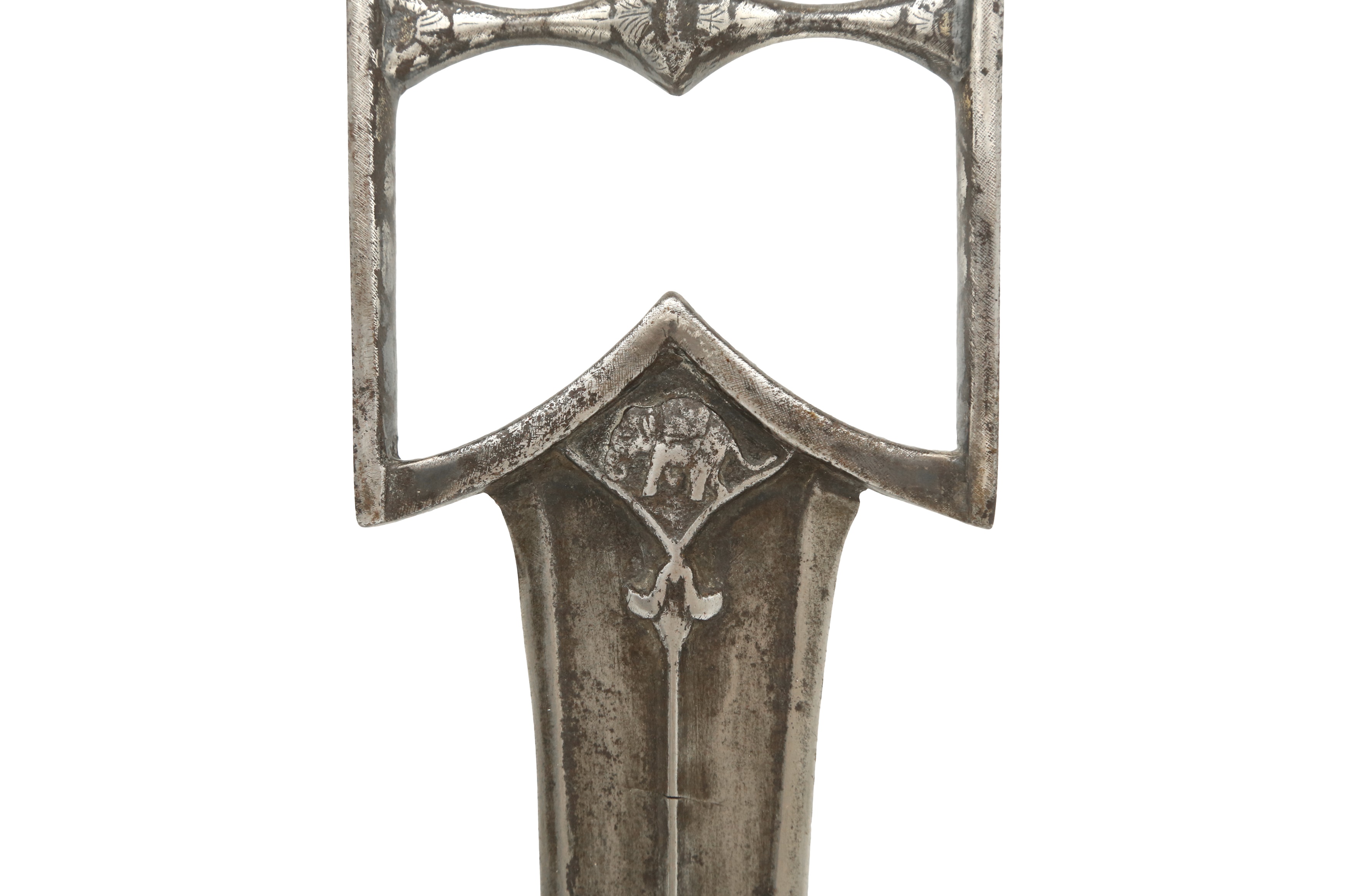 Lot 338 - AN INDIAN PUSH DAGGER (KATAR) WITH ANIMAL