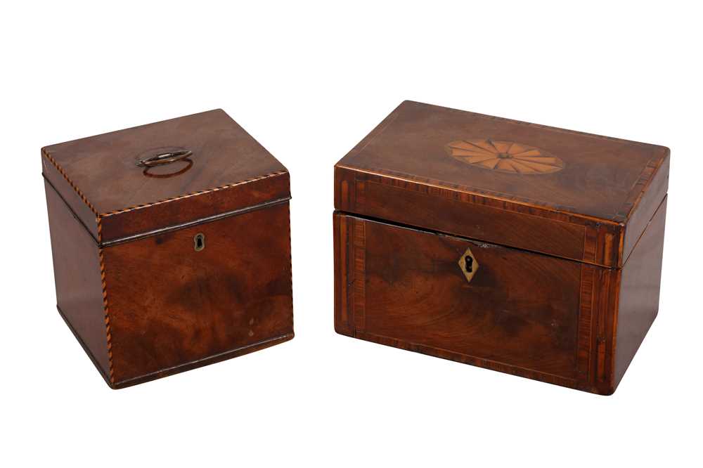 Lot 244 - TWO GEORGE III MAHOGANY TEA CADDIES