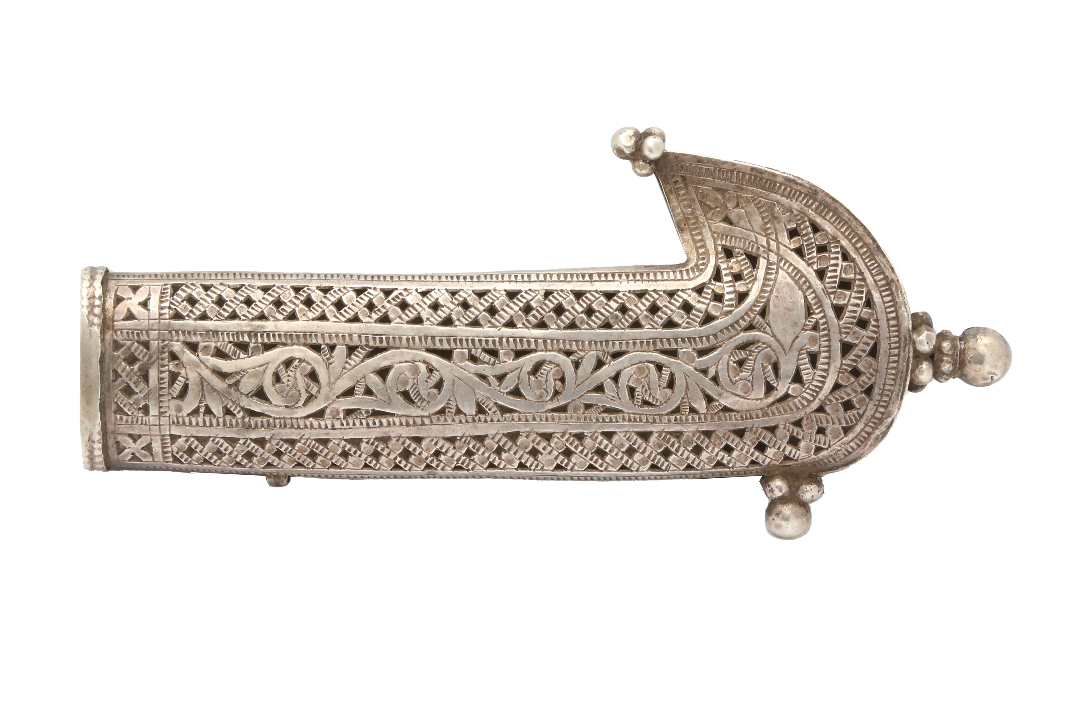 Lot 552 - TWO ENGRAVED AND PIERCED SILVER SCABBARDS OF