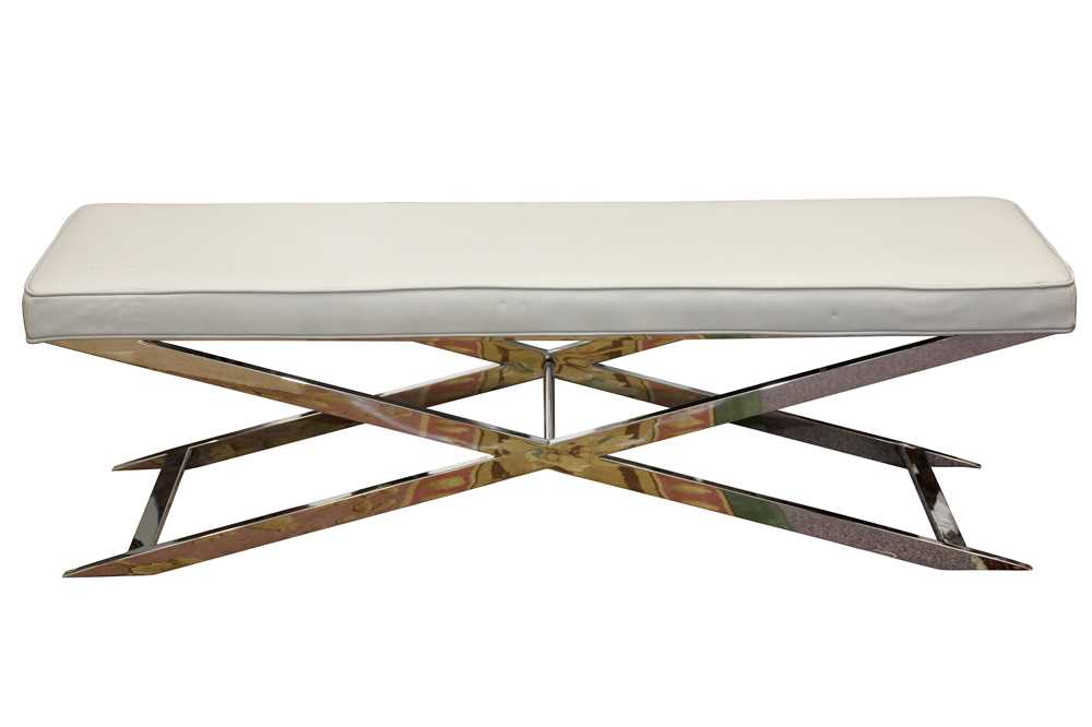 Lot 327 - OKA; A CONTEMPORARY X FRAMED BENCH