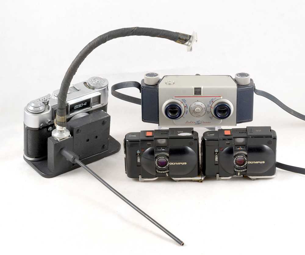Lot 374 - 3 Stereo Film Cameras, inc FED 3 Converted