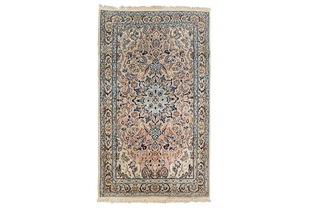 Lot 52 - A FINE PART SILK NAIN RUG, CENTRAL PERSIA