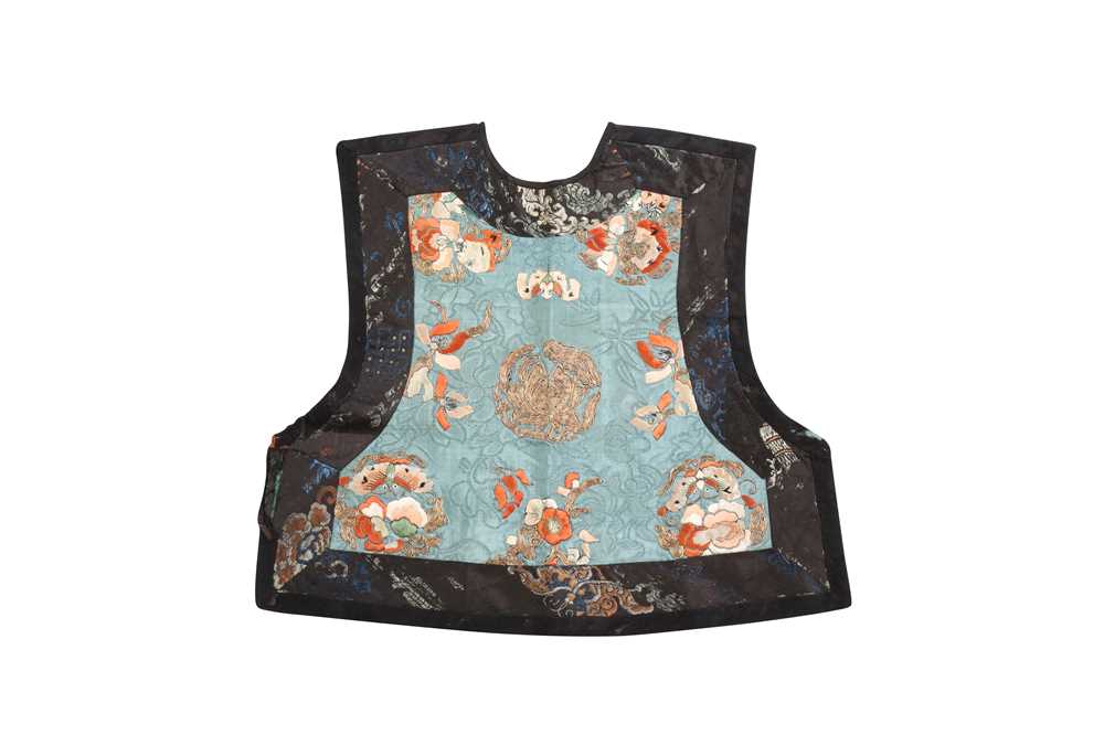 Lot 743 - A CHINESE EMBROIDERED SILK CHILD'S VEST