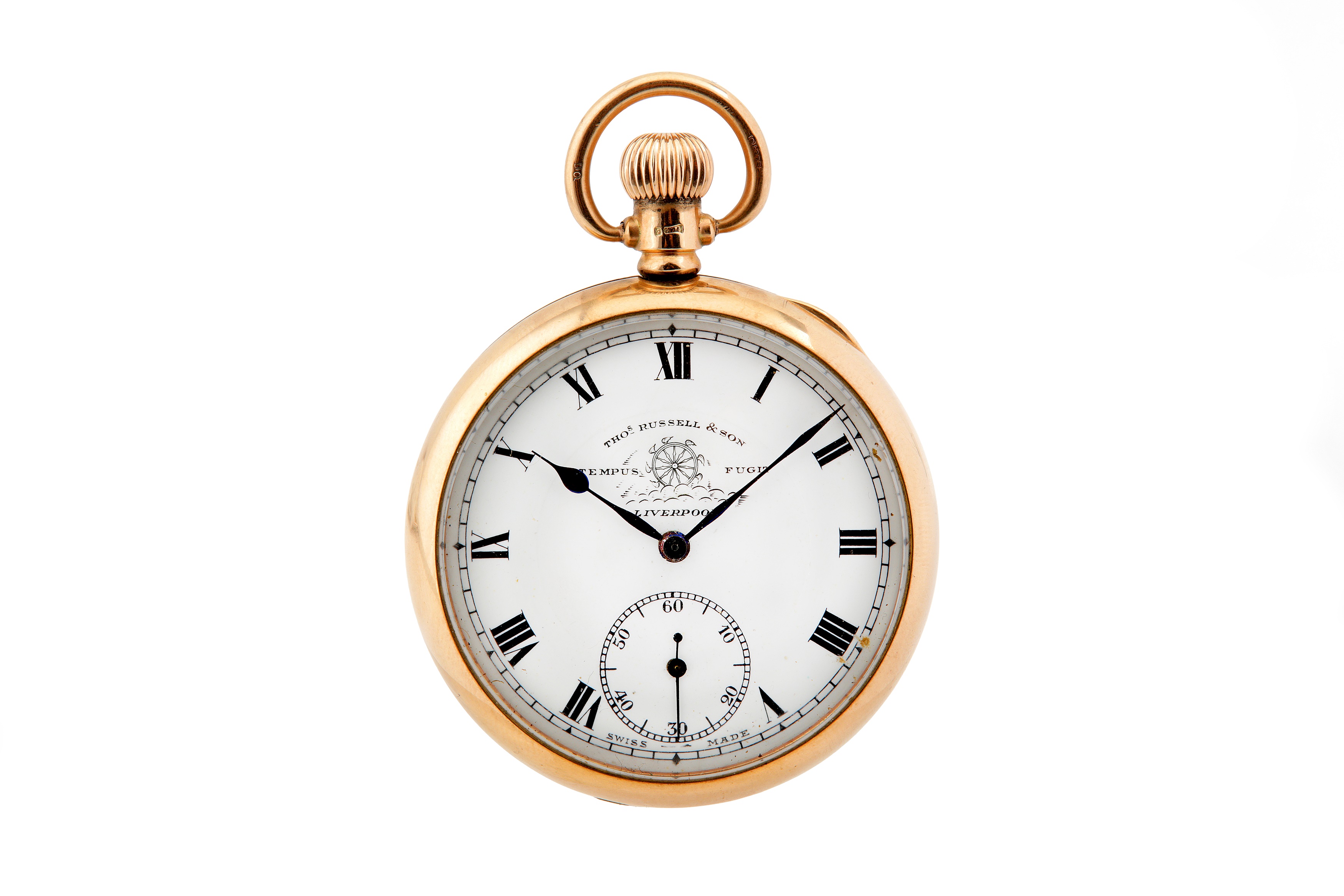 Lot 17 - POCKET WATCH, THOMAS RUSSELL & SON, 9K GOLD