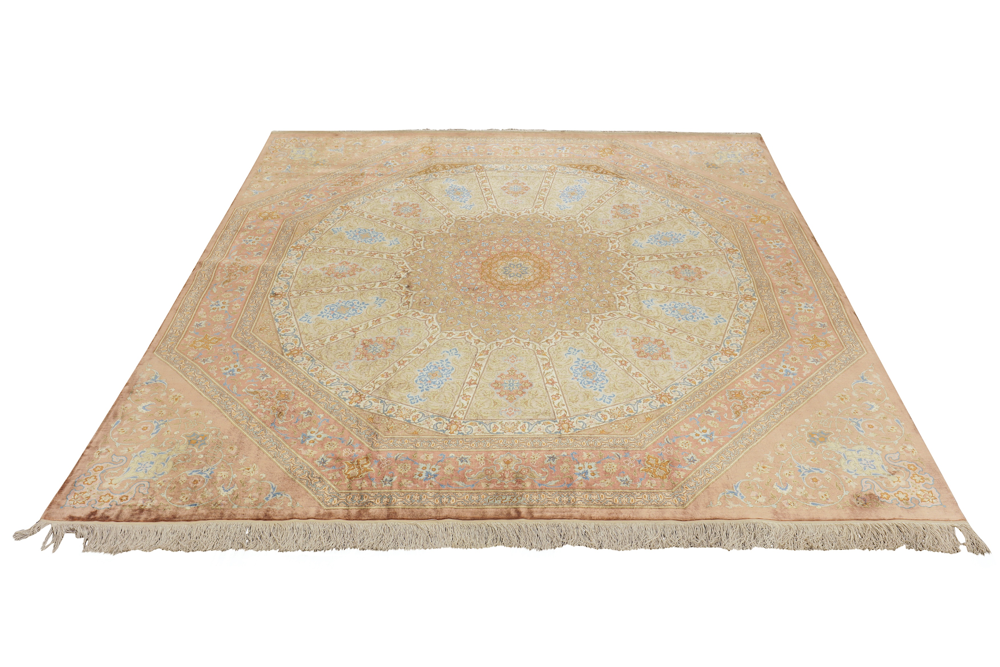 Lot 24 - AN EXTREMELY FINE SILK QUM CARPET, CENTRAL