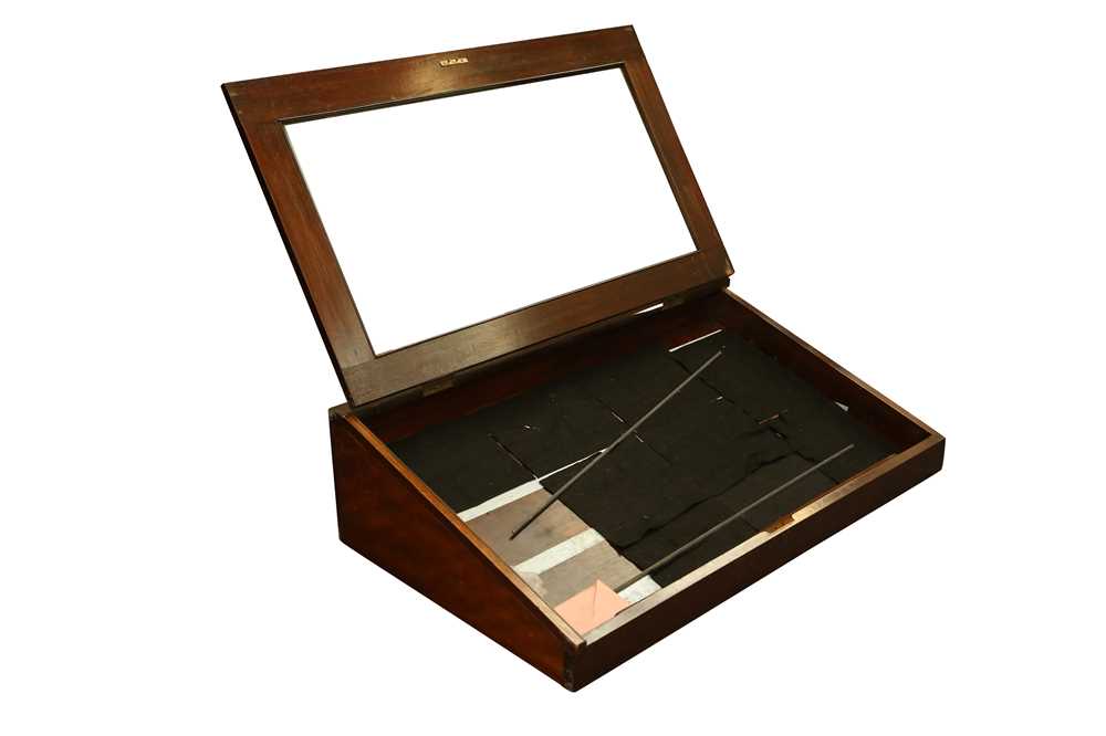 Lot 595 - A MAHOGANY TABLETOP DISPLAY CABINET EARLY