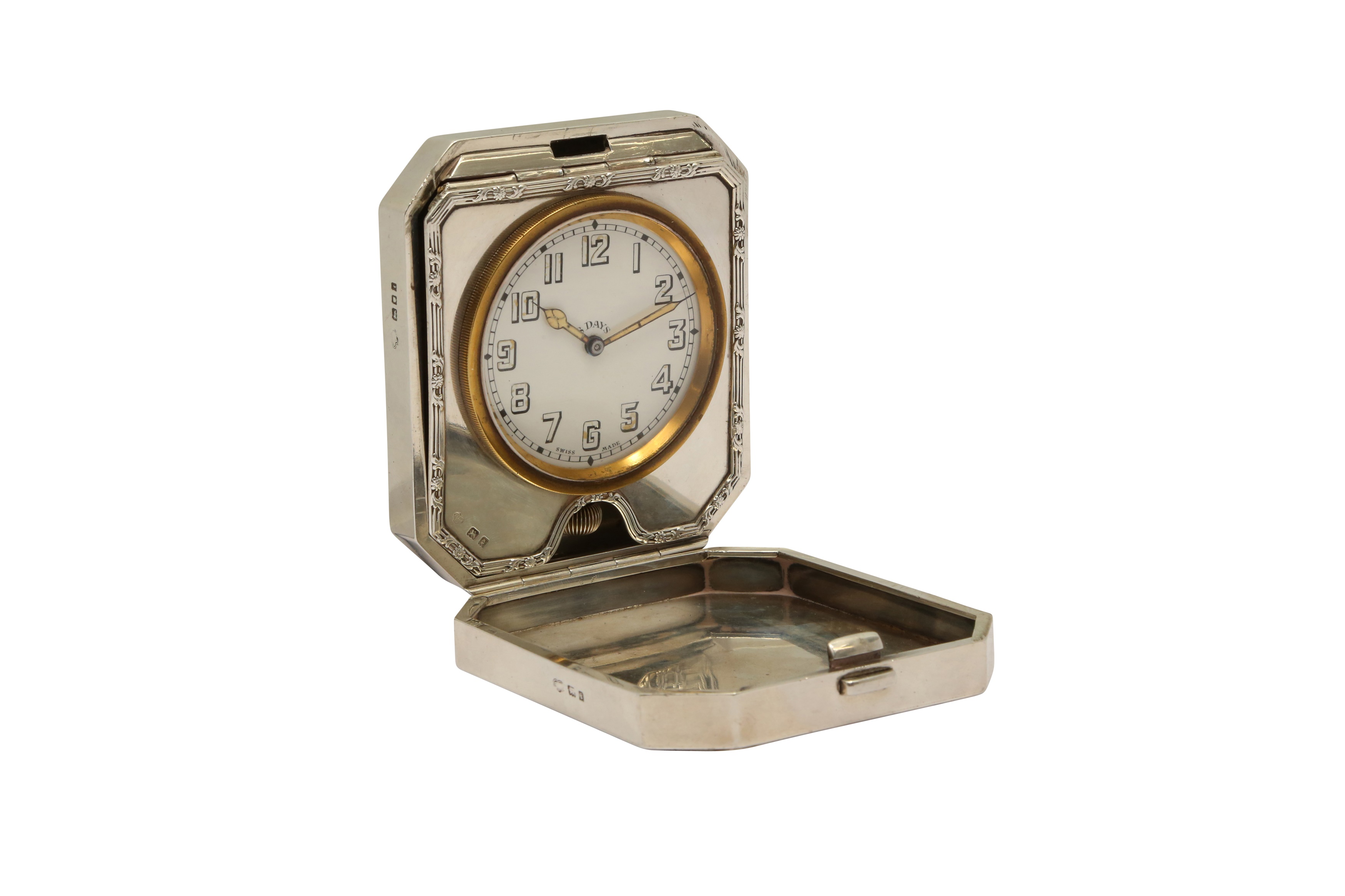 Lot 22 - A GEORGE V STERLING SILVER CASED TRAVELLING