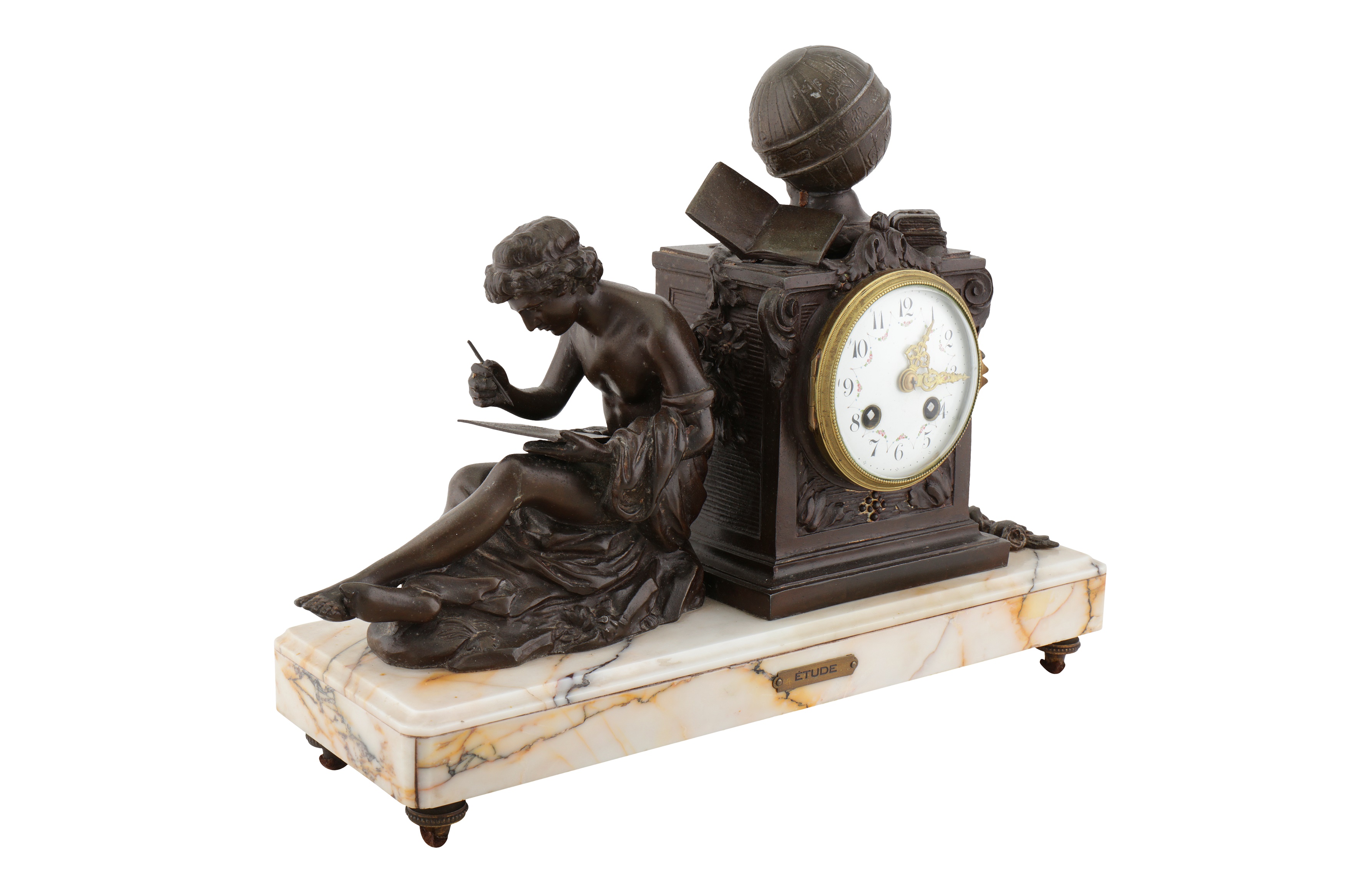 Lot 625 - FRENCH FIGURAL SPELTER MANTEL CLOCK