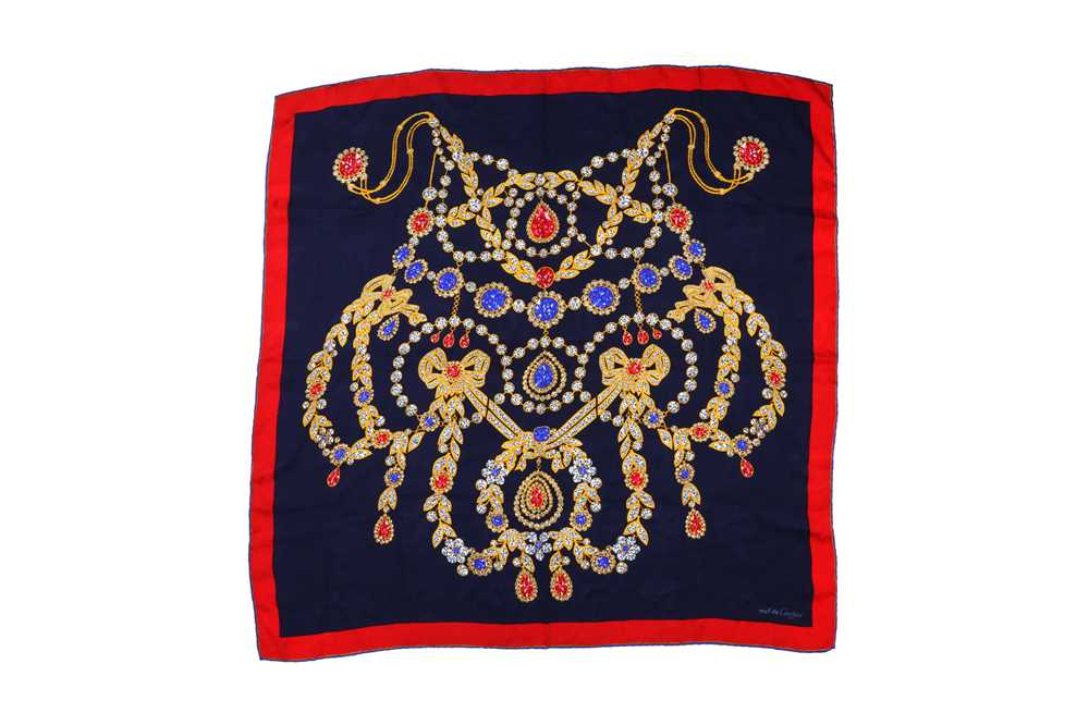 Lot 165 - Must de Cartier Jewelled Silk Print Scarf