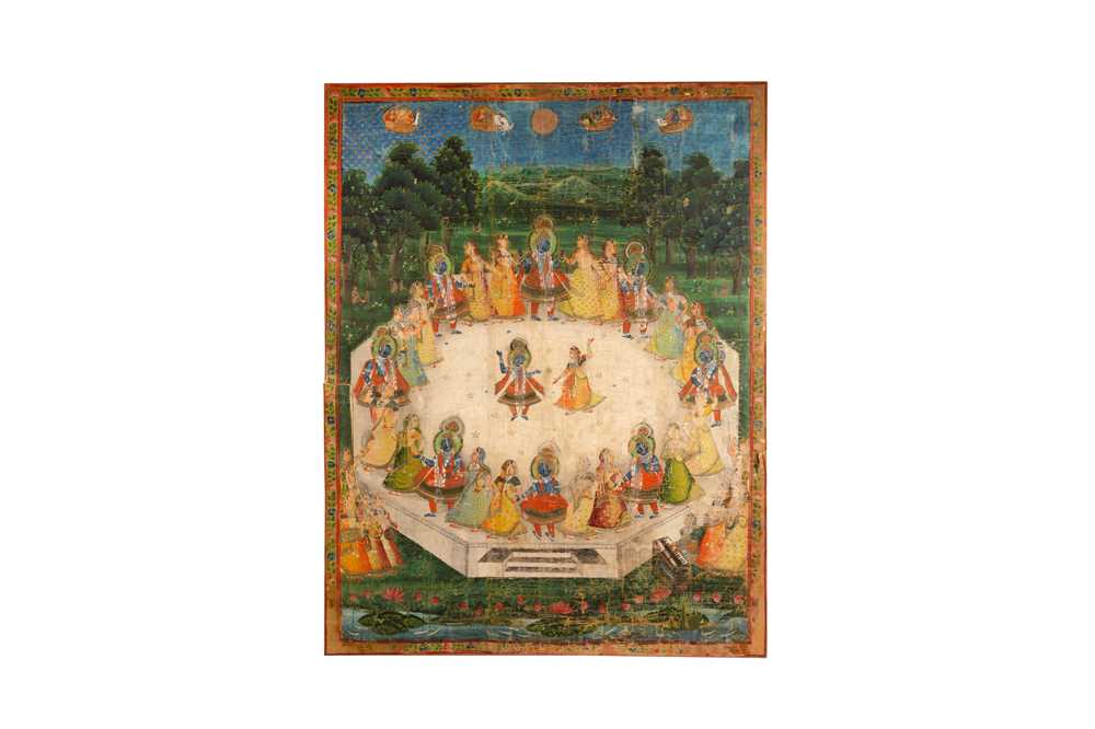 Lot 330 - A PICHHWAI PANEL WITH KRISHNA'S RASLILA