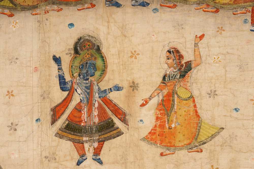 Lot 330 - A PICHHWAI PANEL WITH KRISHNA'S RASLILA