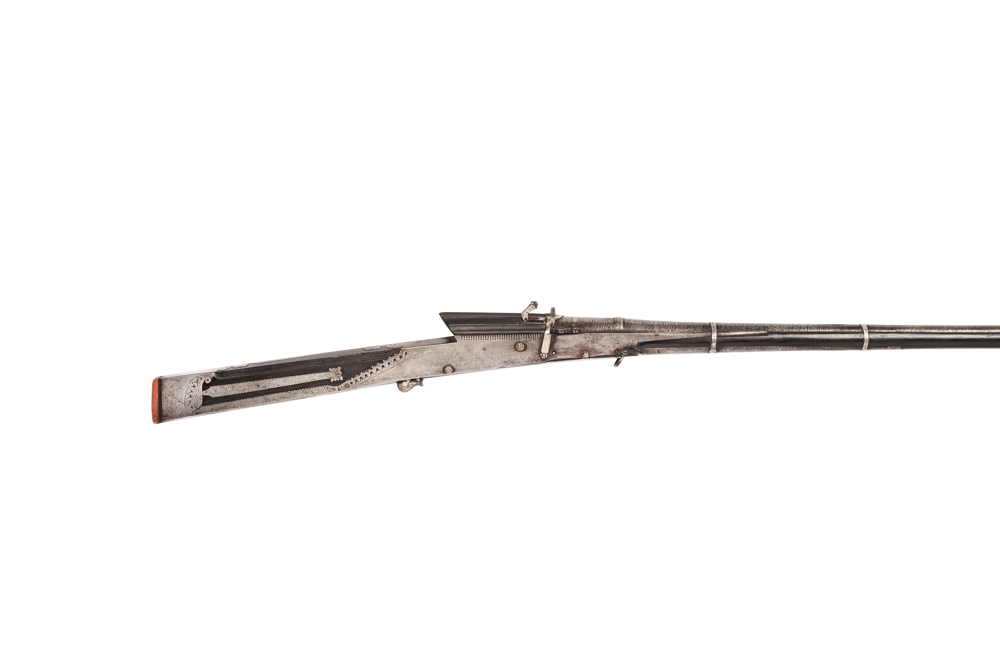 Lot 359 - A LONG OTTOMAN FLINTLOCK RIFLE (SHISHANA)