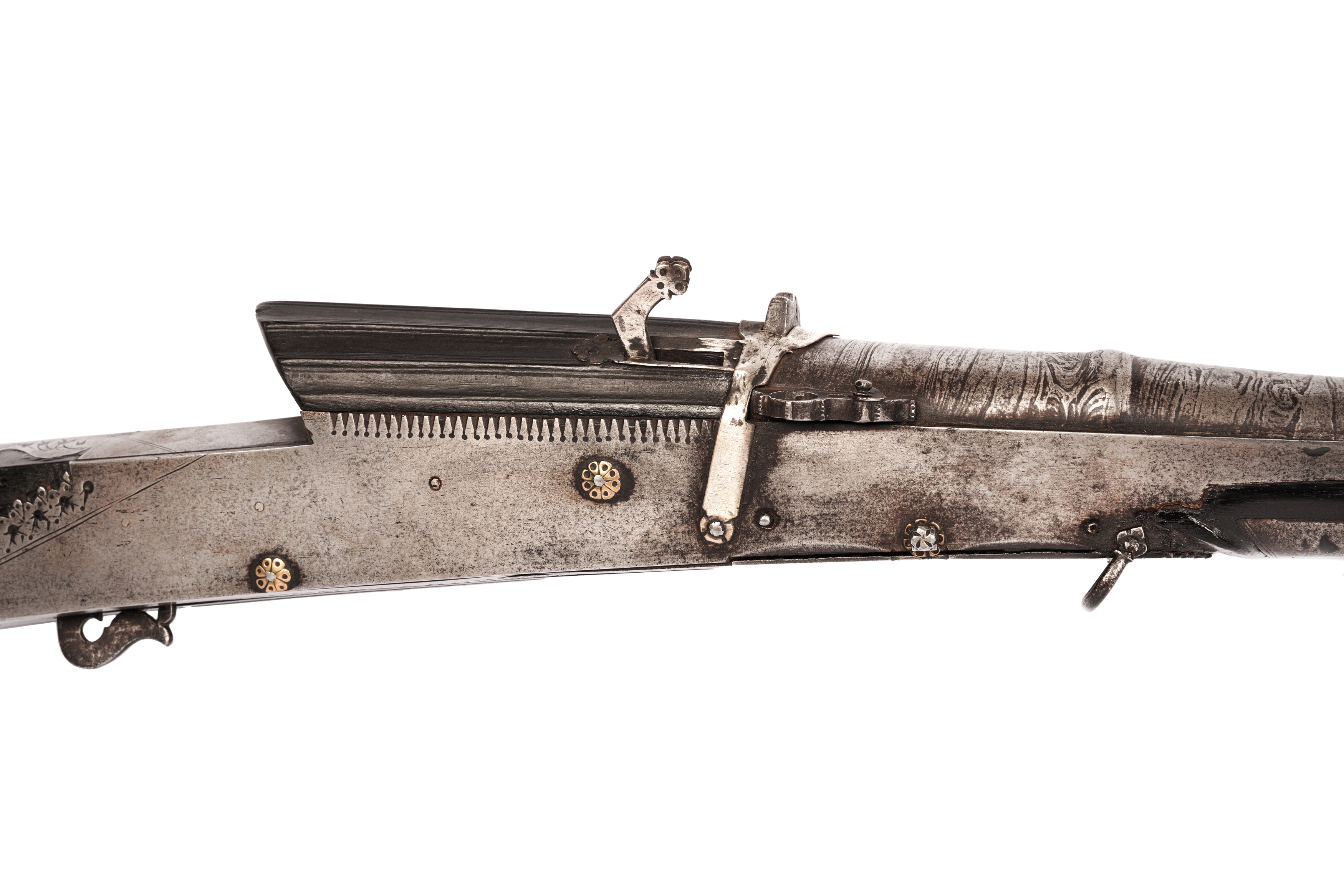 Lot 359 - A LONG OTTOMAN FLINTLOCK RIFLE (SHISHANA)