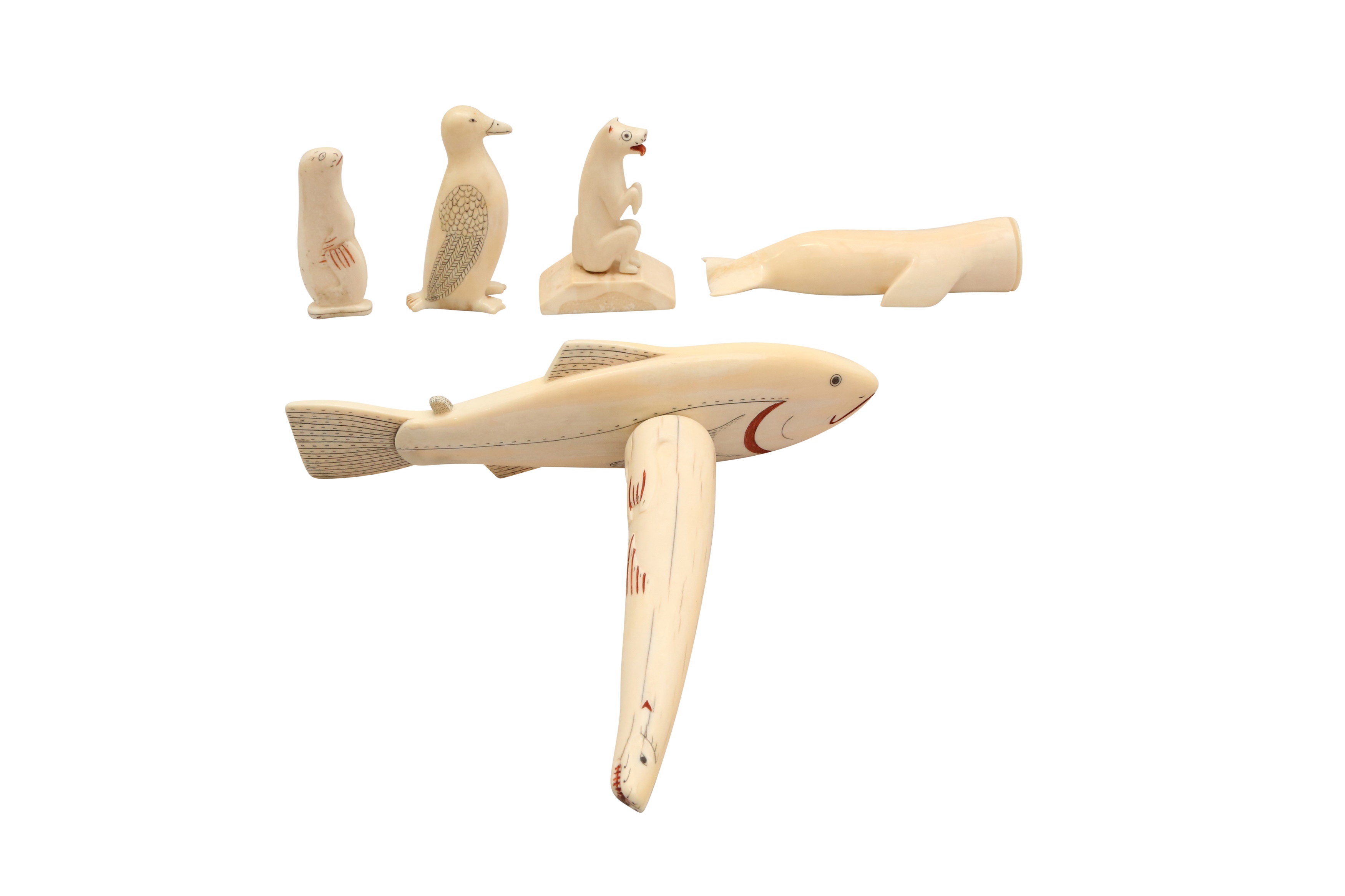 Lot 410 - A COLLECTION OF ALASKAN INUIT MARINE IVORY