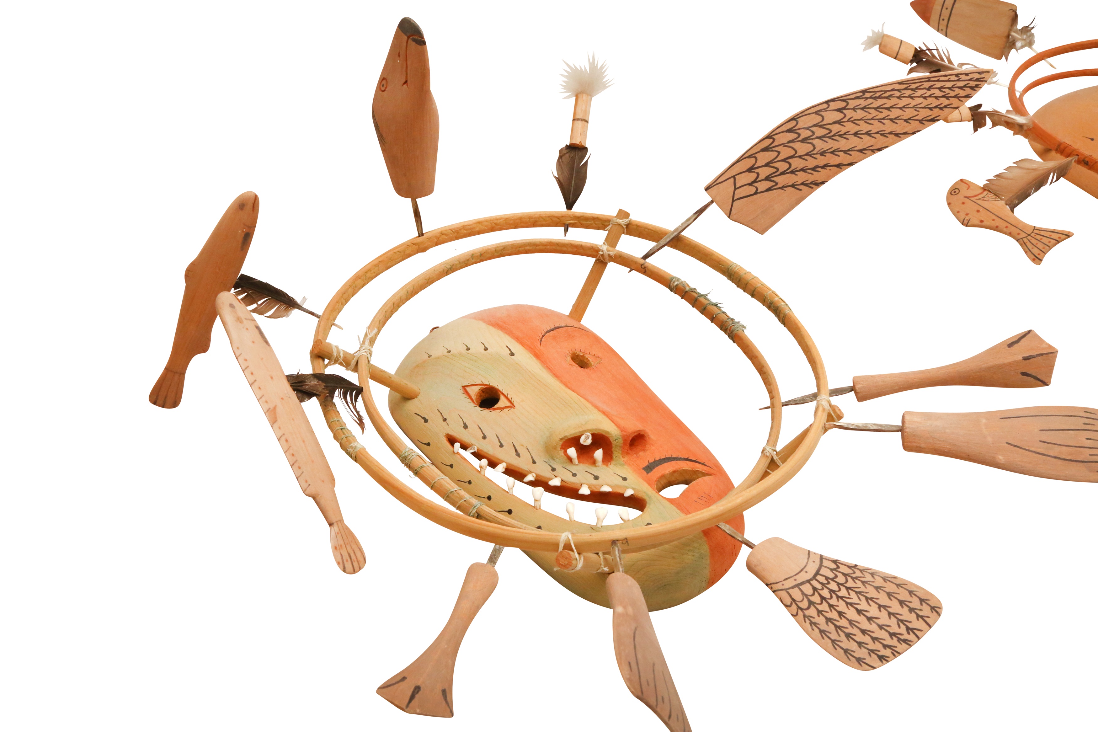 Lot 420 - THREE ALASKAN INUIT WOODEN CEREMONIAL MASKS