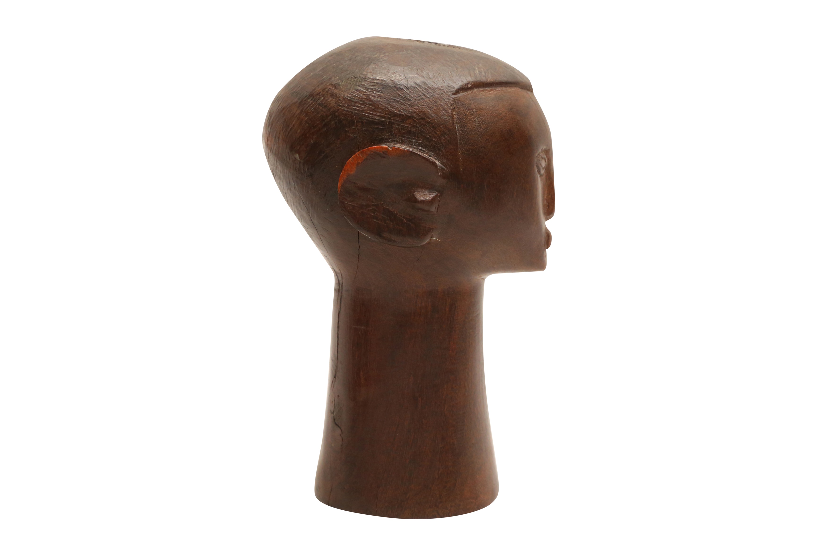 Lot 342 - CARVED WOODEN TRIBAL HEAD