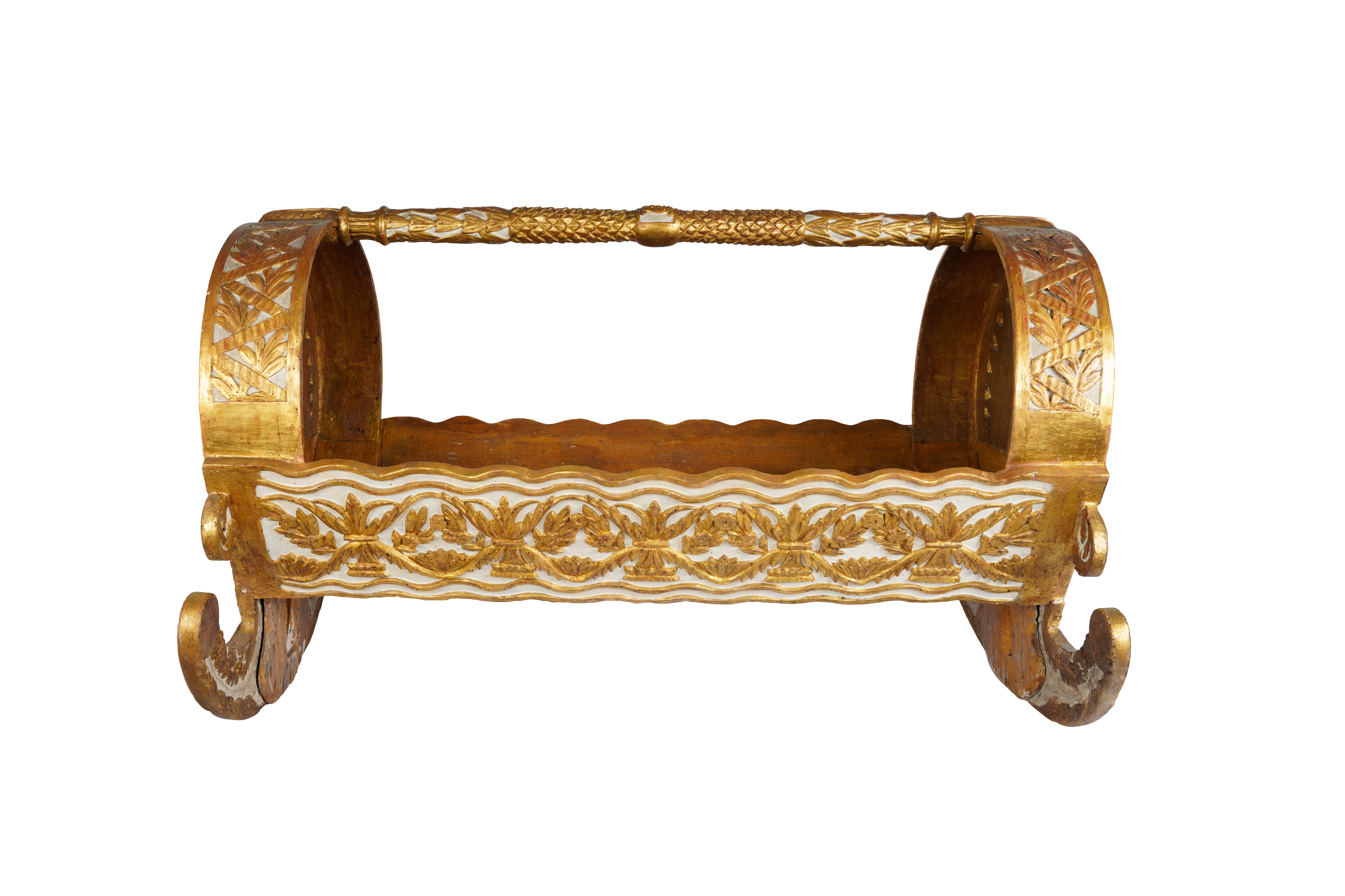 Lot 449 - AN OTTOMAN WHITE AND GOLD-PAINTED WOODEN
