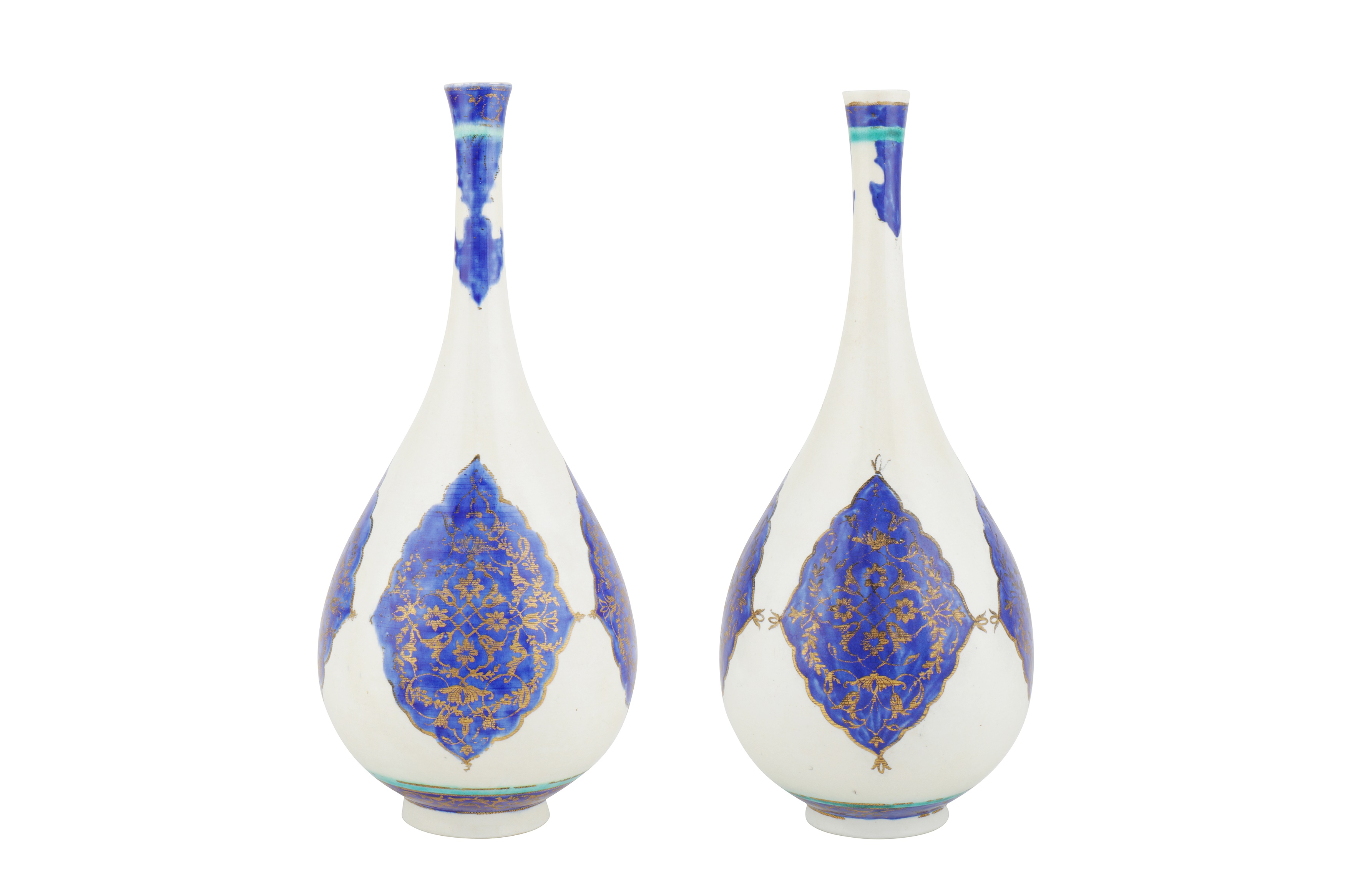 Lot 461 - A PAIR OF SAFAVID-STYLE POTTERY VASES
