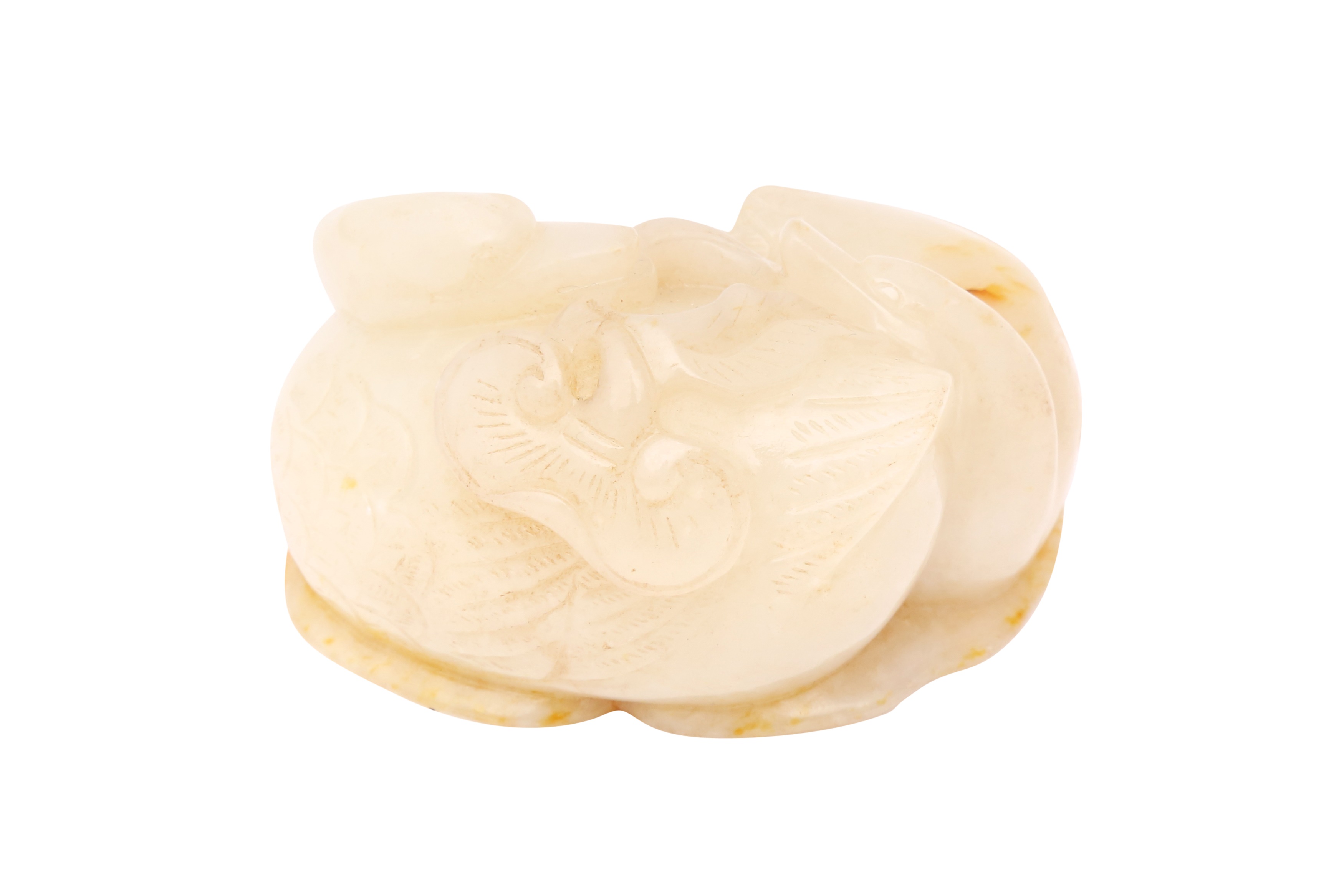 Lot 206 - A CHINESE PALE-CELADON JADE 'GEESE' CARVING