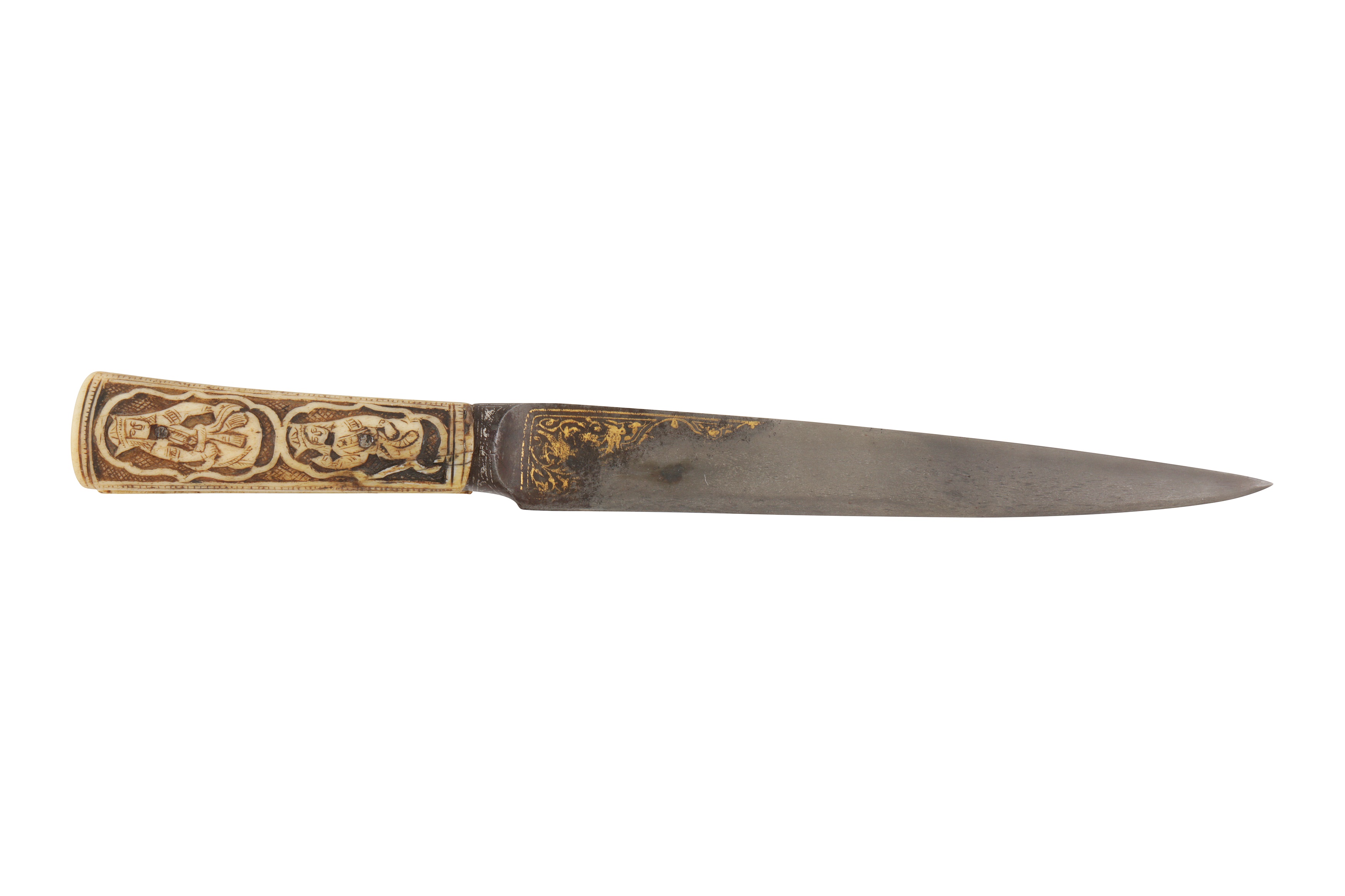 Lot 183 - A QAJAR BONE-HILTED KARD DAGGER