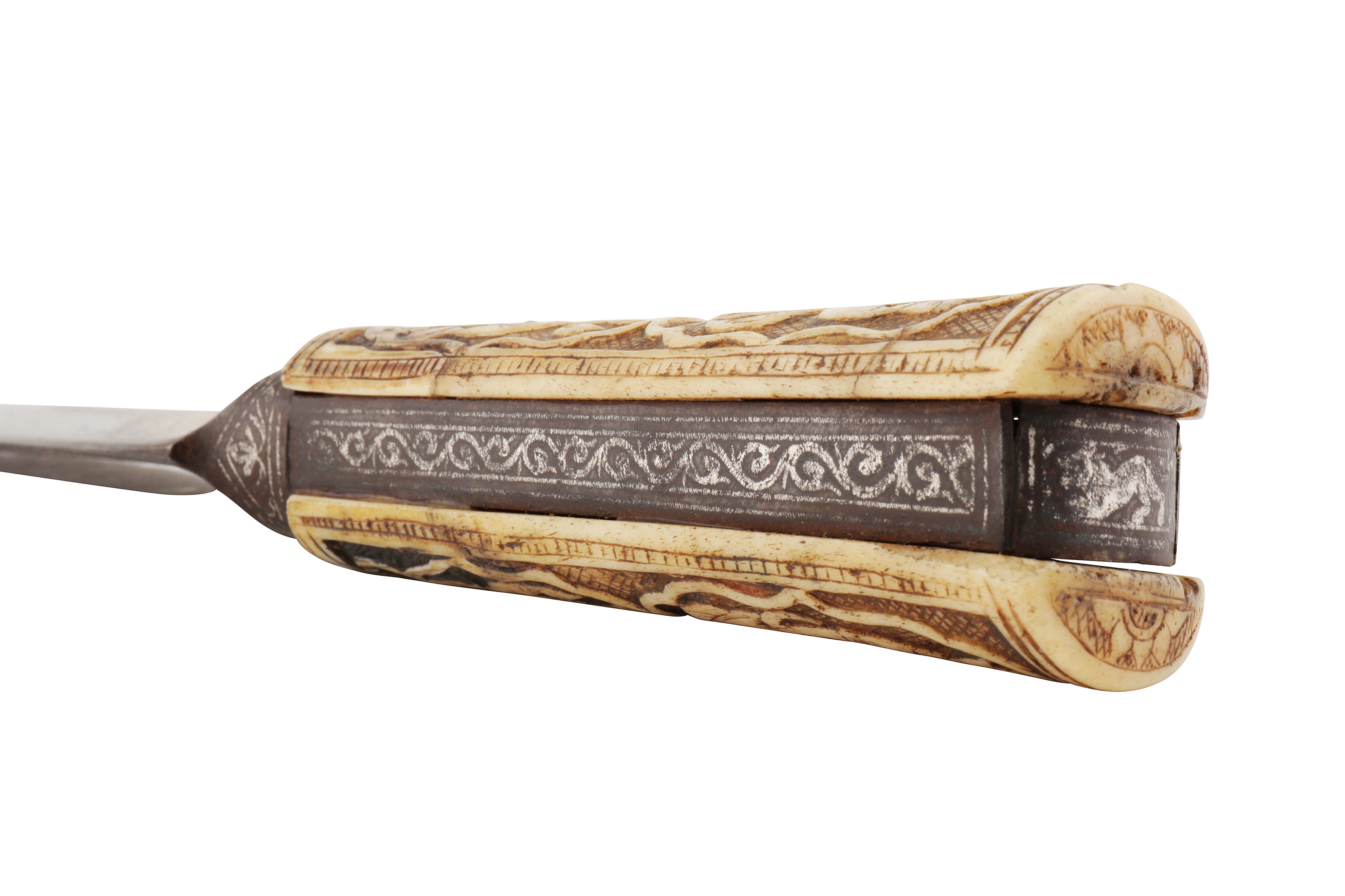 Lot 183 - A QAJAR BONE-HILTED KARD DAGGER