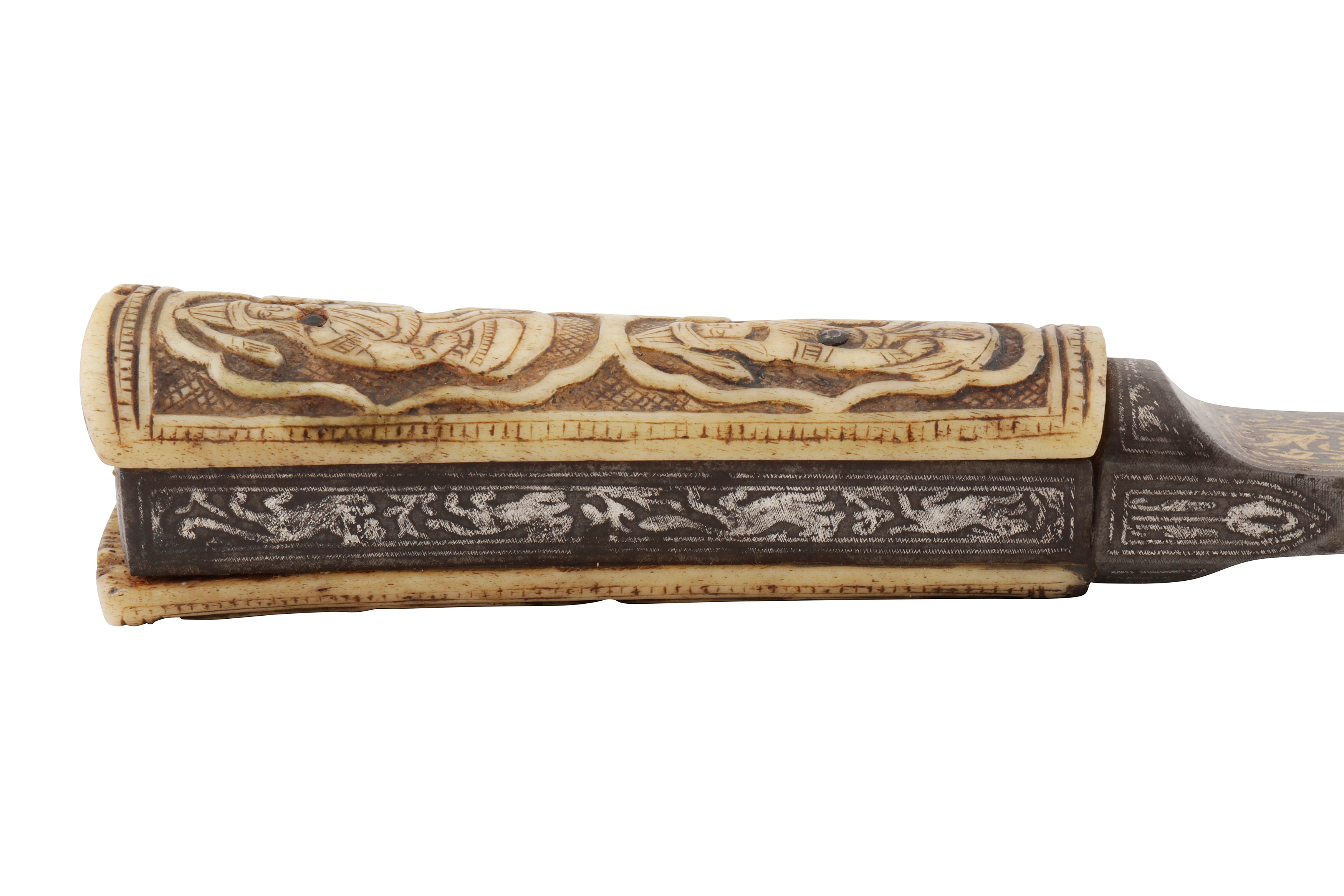Lot 183 - A QAJAR BONE-HILTED KARD DAGGER