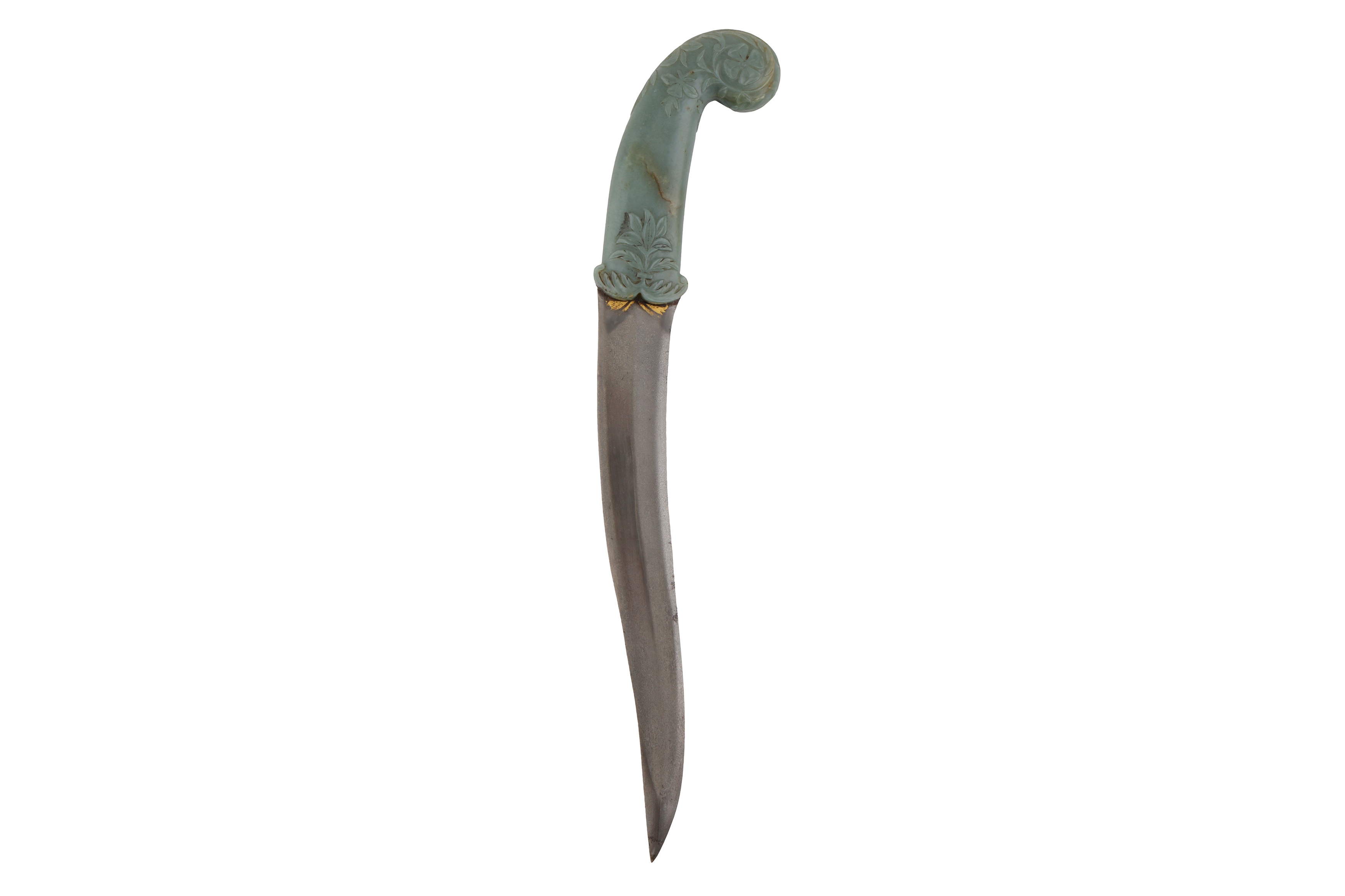 Lot 273 - A MUGHAL JADE-HILTED DAGGER (KHANJAR)