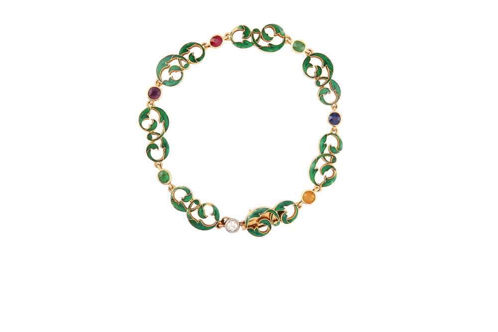 Lot 159 - An enamel and gem-set "Dearest" bracelet,