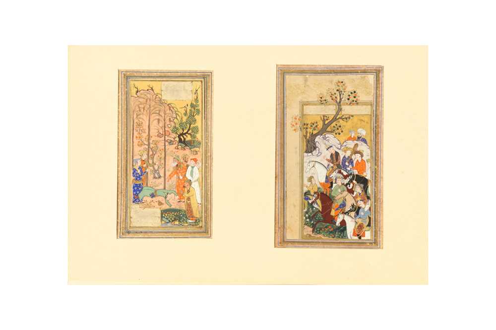 Lot 195 - TWO SAFAVID MANUSCRIPT ILLUSTRATIONS