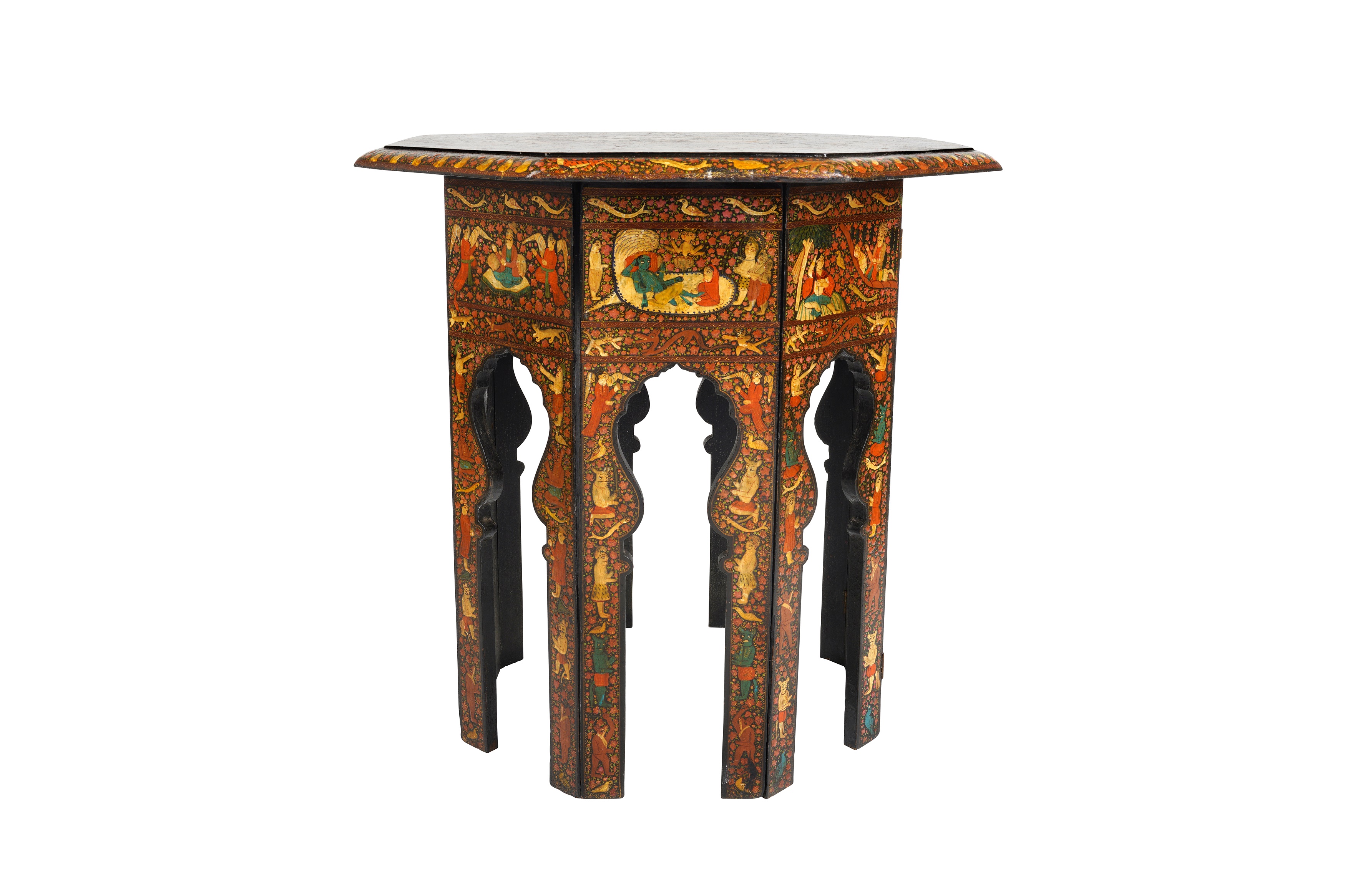 Lot 253 - A POLYCHROME-PAINTED LACQUERED OCCASIONAL