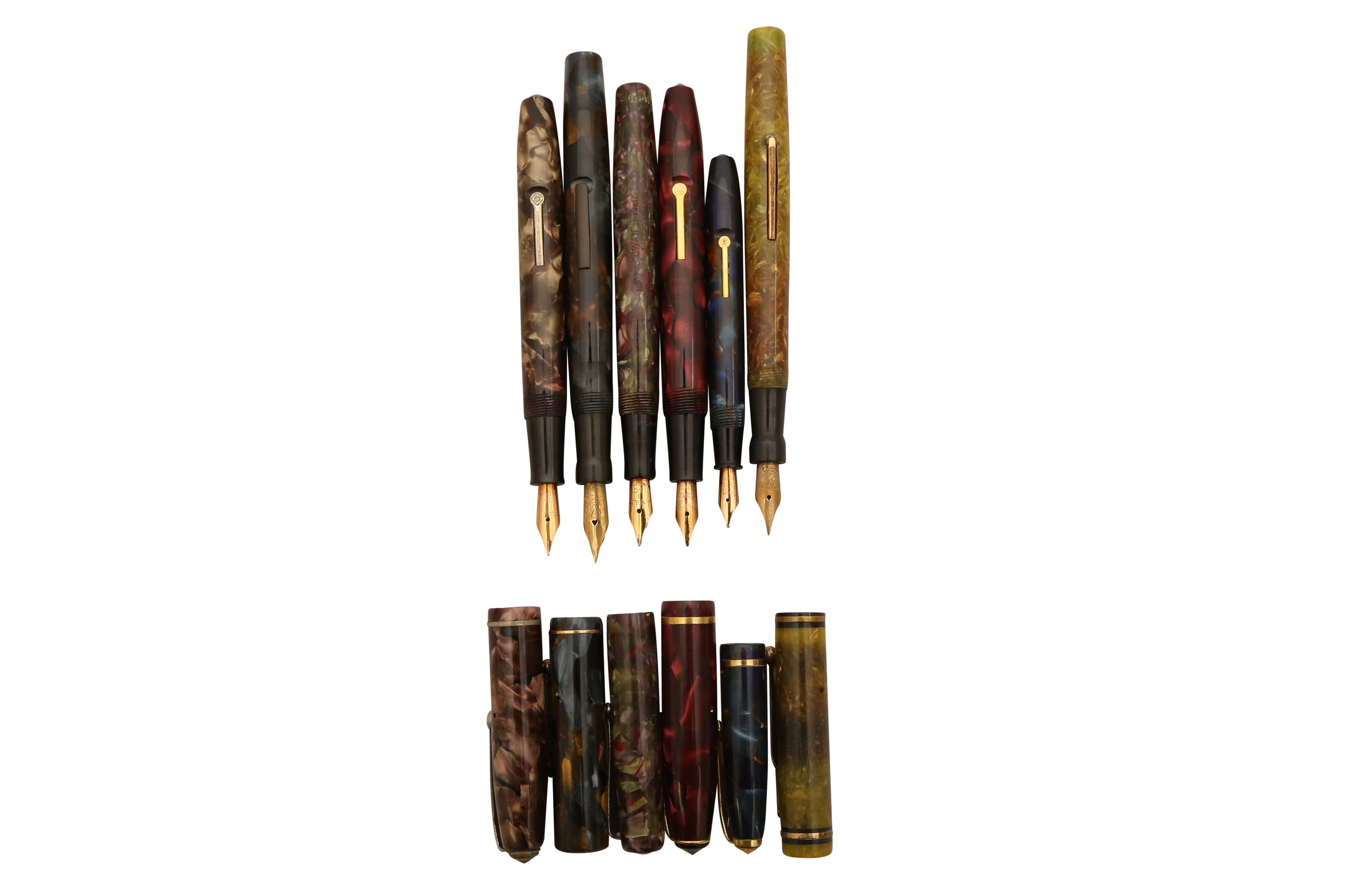Lot 93 - A GROUP OF SIX FOUNTAIN PENS